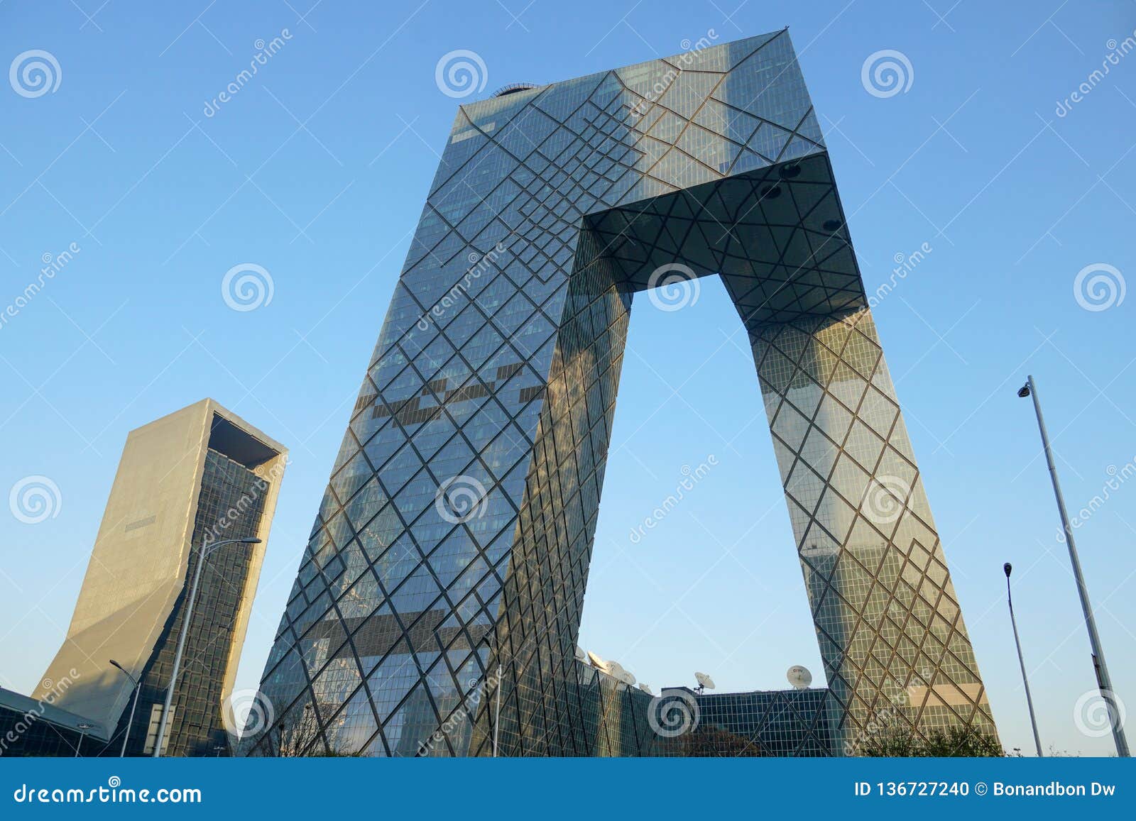 The CCTV Tower of Beijing, China. CCTV Headquarters during Blue Day in ...
