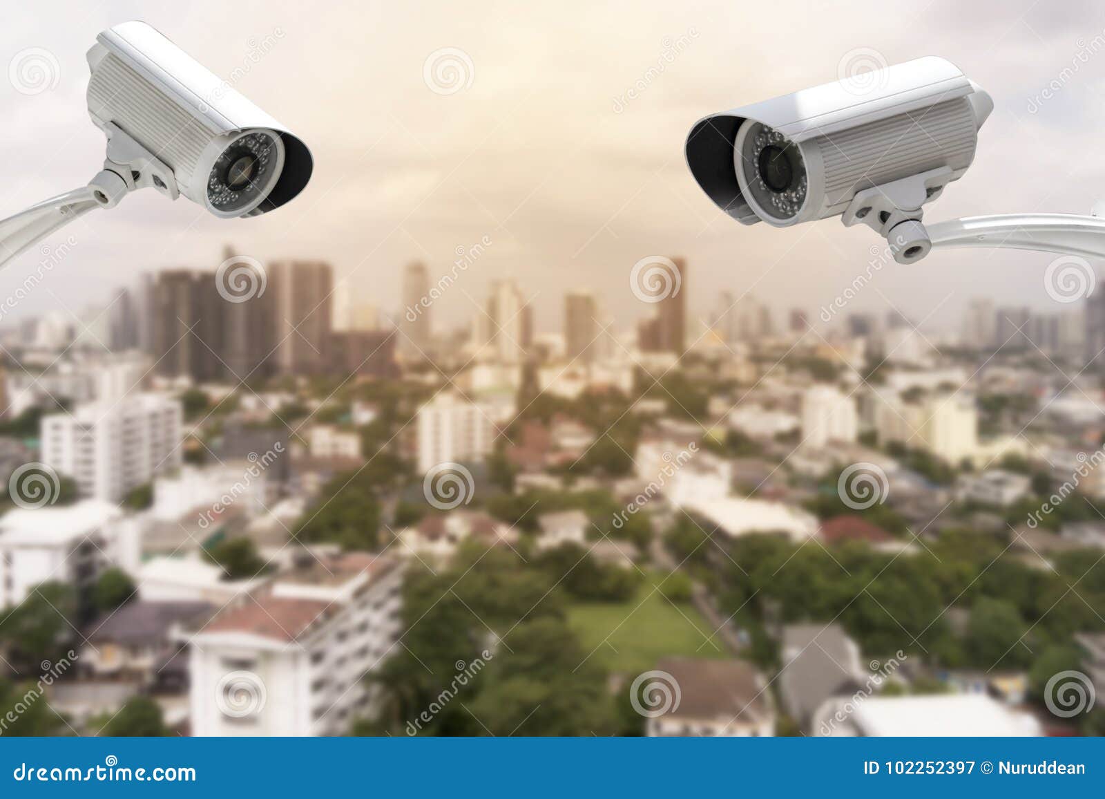 CCTV with Buildings Blur Background Stock Image - Image of cityscape ...