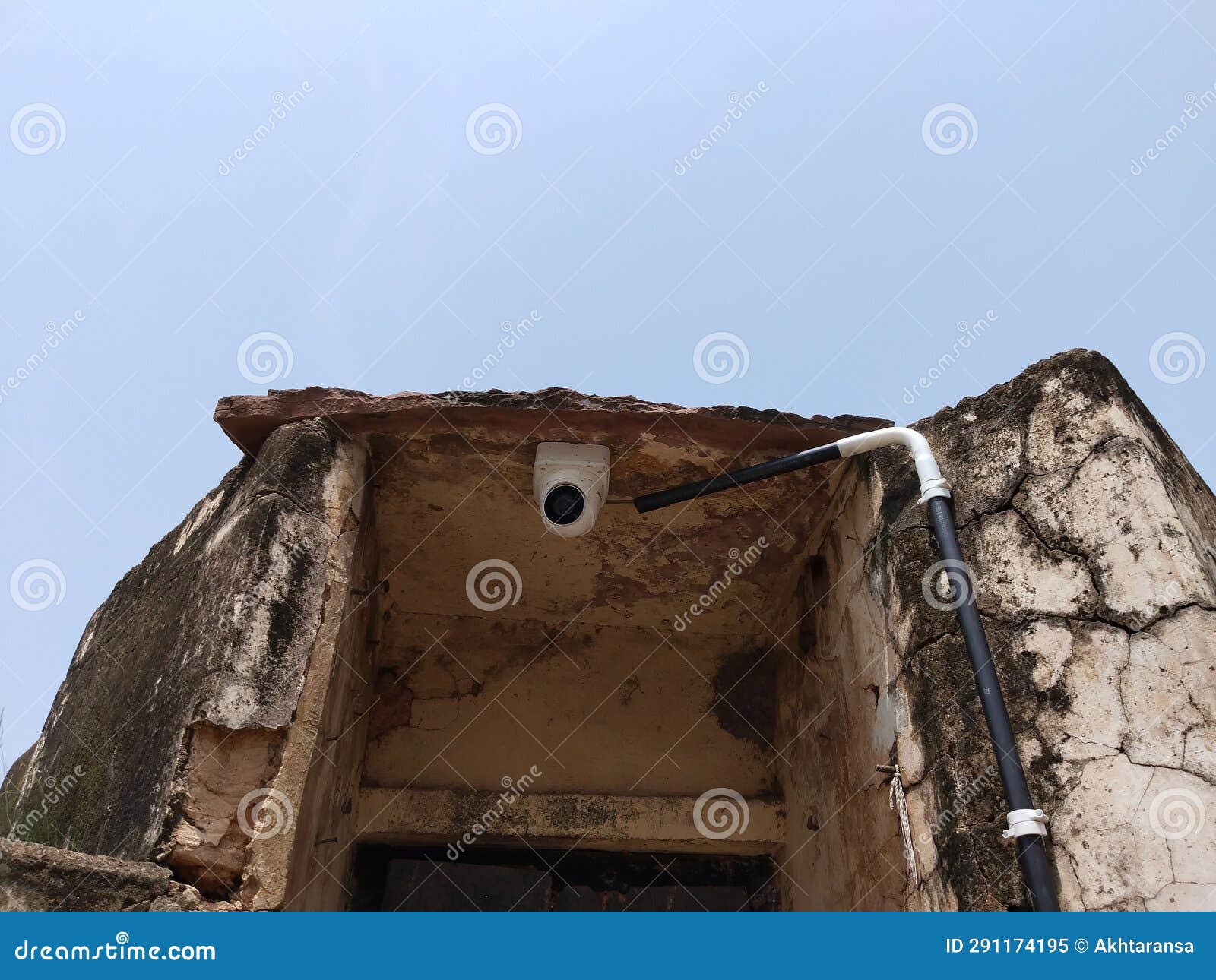 CCTV Camera on a Ancient Stone Wall Stock Image - Image of india, stone ...