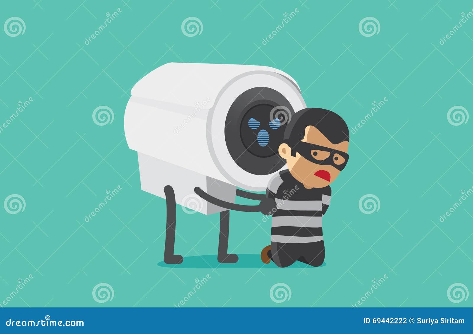 Robot Arrested Photo In Police Pop Art Vector | CartoonDealer.com #69946242