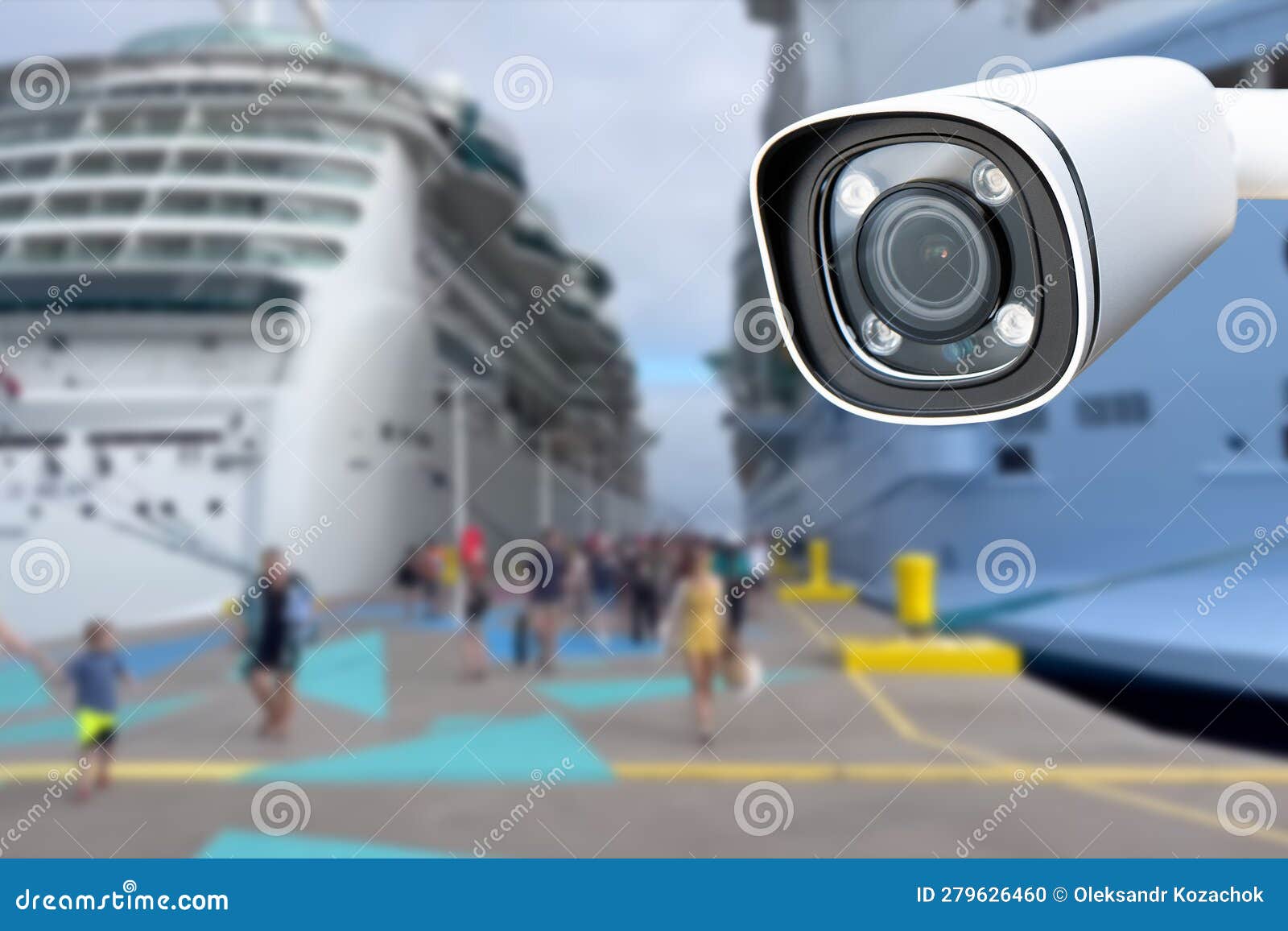 CCTV Camera on the Background of a Cruise Ship. Stock Photo - Image of ...