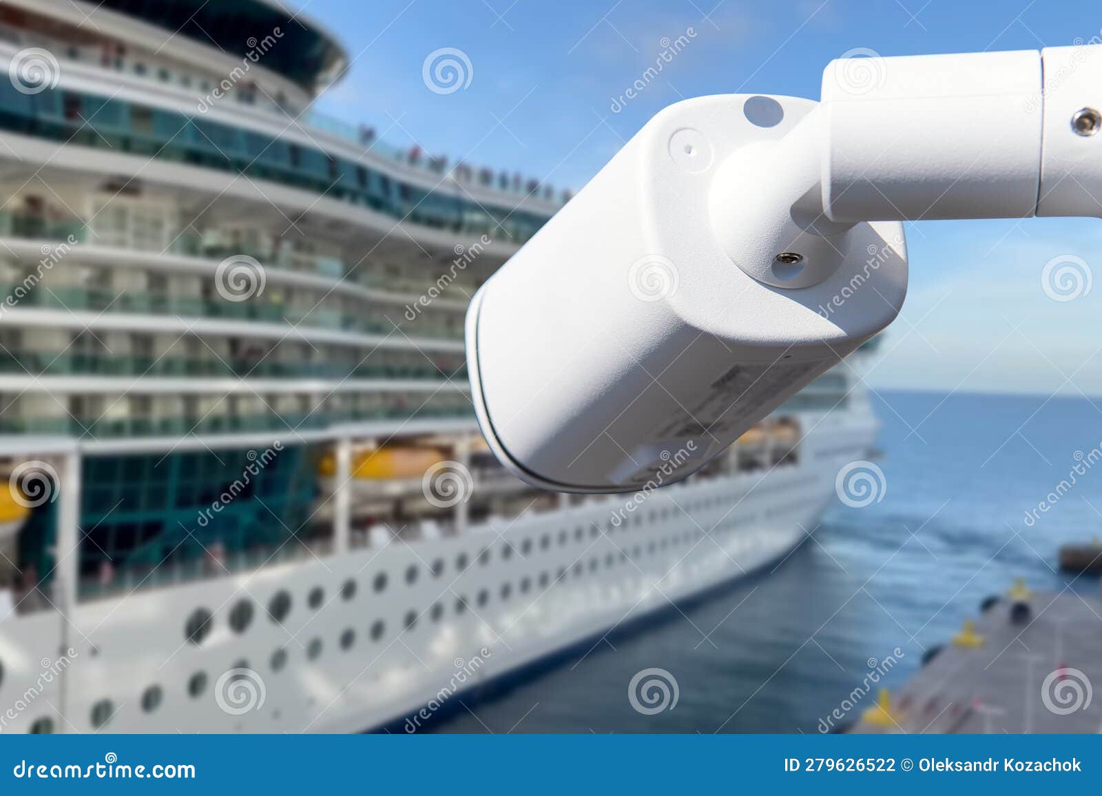 CCTV Camera on the Background of a Cruise Ship. Stock Photo - Image of ...