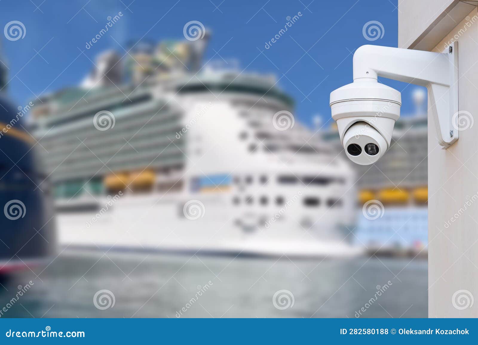 CCTV Camera on the Background of a Cruise Ship. Stock Photo - Image of ...