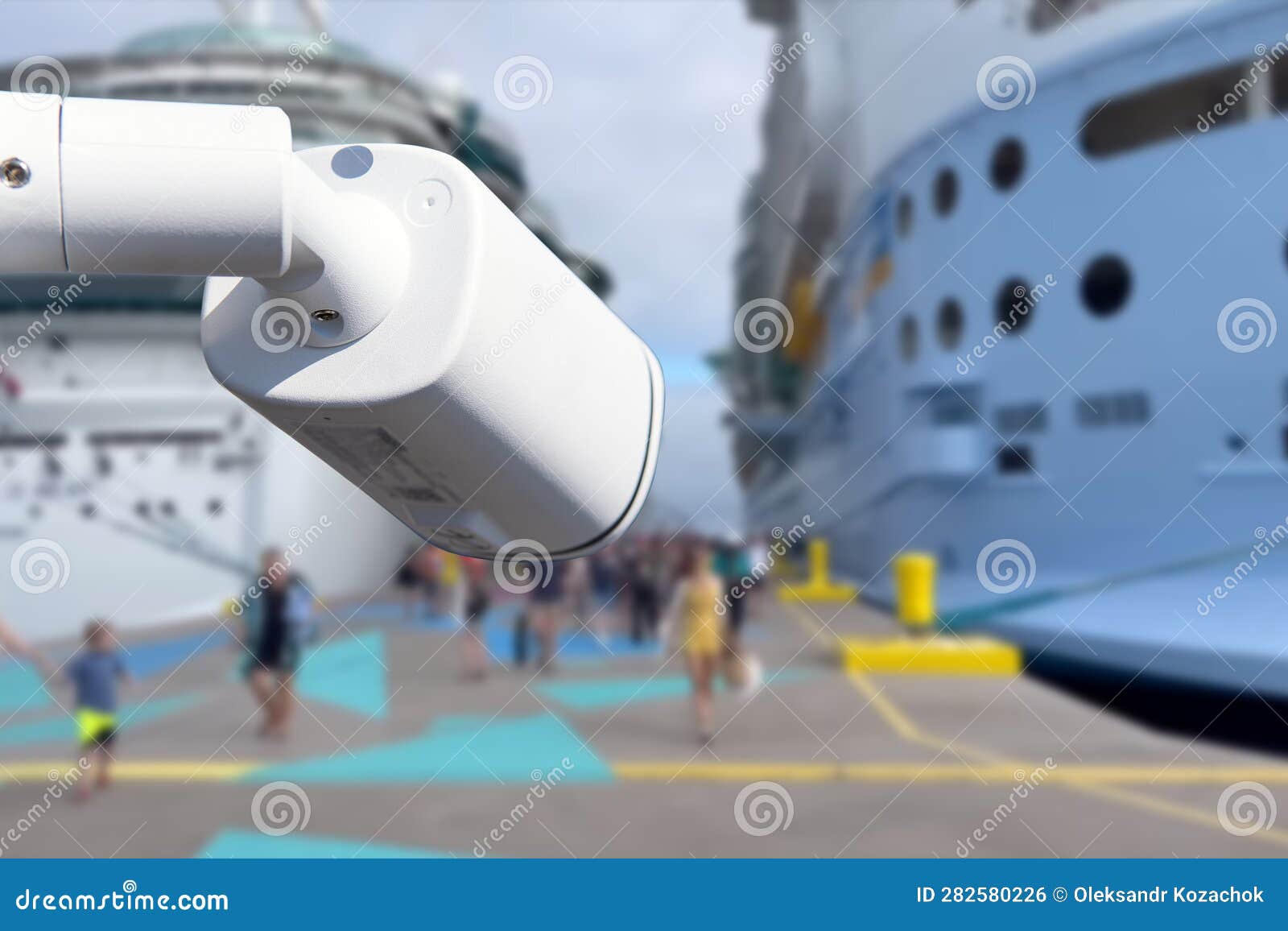 CCTV Camera on the Background of a Cruise Ship. Stock Photo - Image of ...