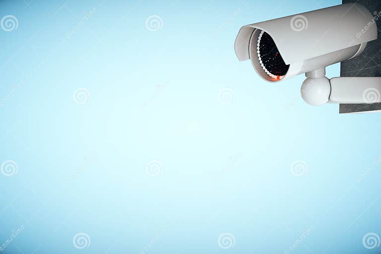 CCTV Camera on Blue Background Stock Illustration - Illustration of ...