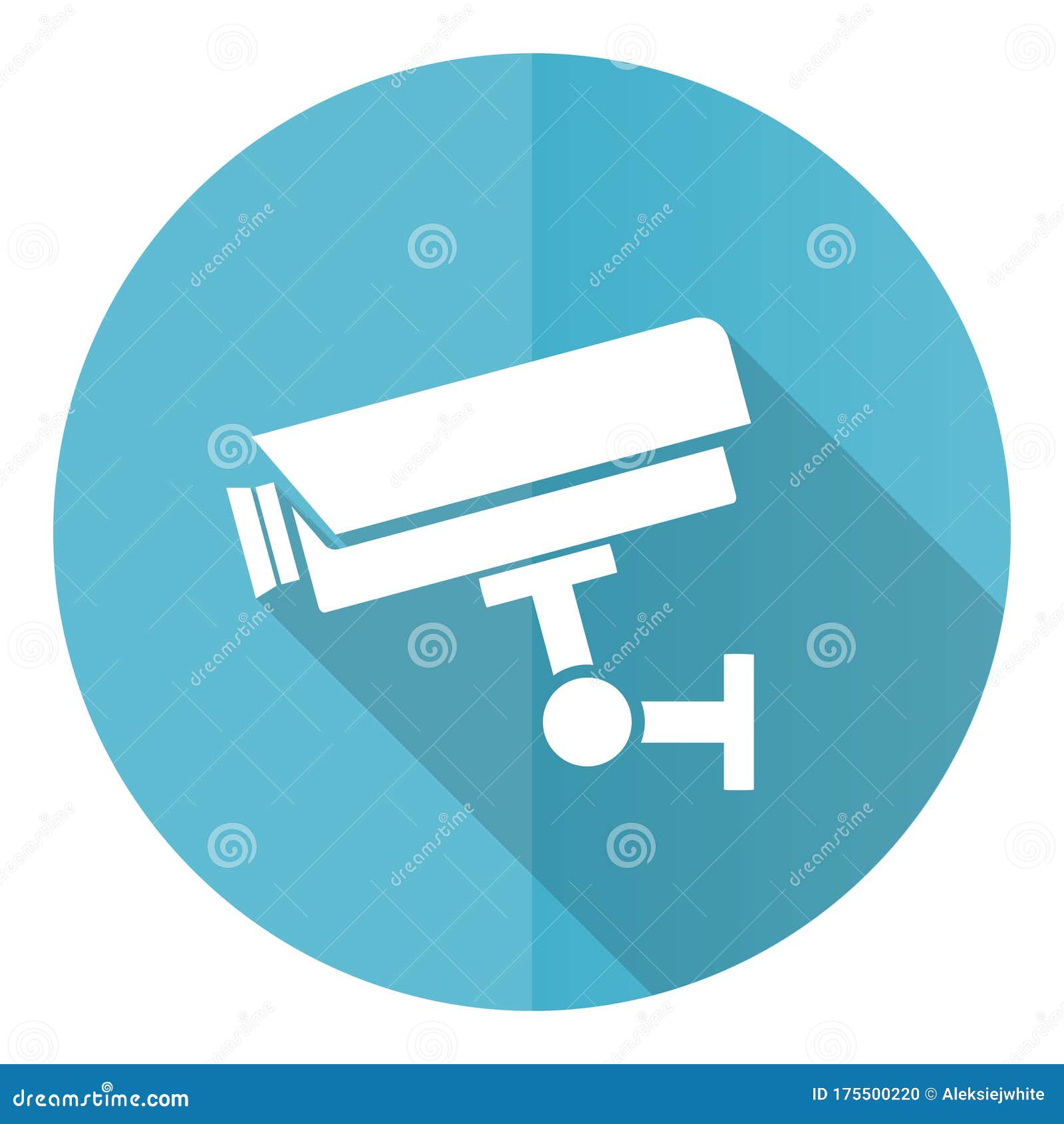 Cctv Camera Blue Round Flat Design Vector Icon Isolated on White ...