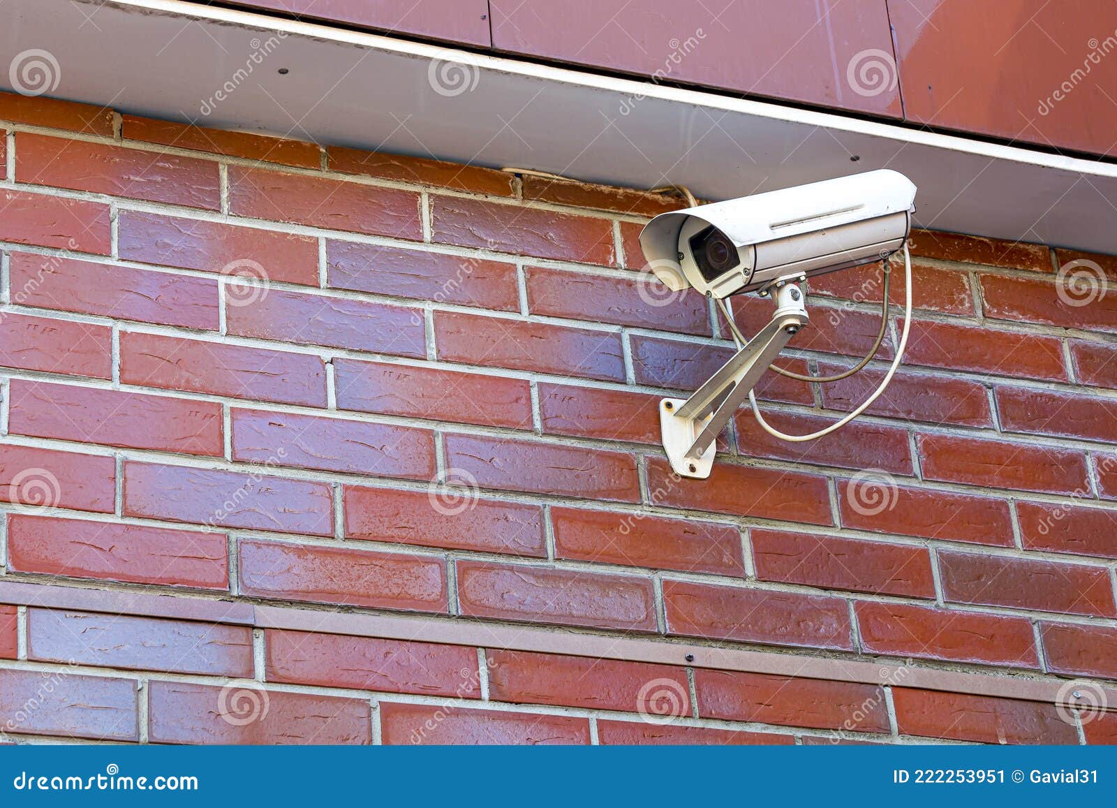 CCTV Camera on a Brick Wall. Surveillance, Security and Safety Concept ...