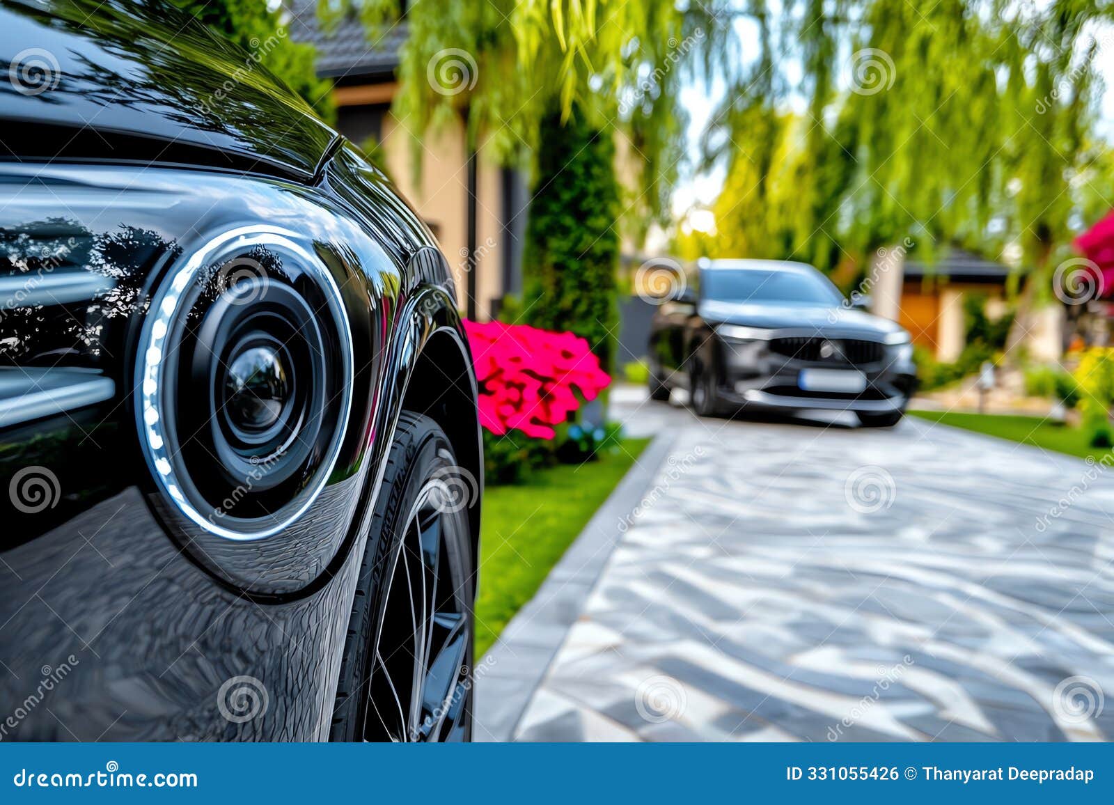 A CCTV Camera Capturing Footage of a Driveway, with a Car Pulling in ...