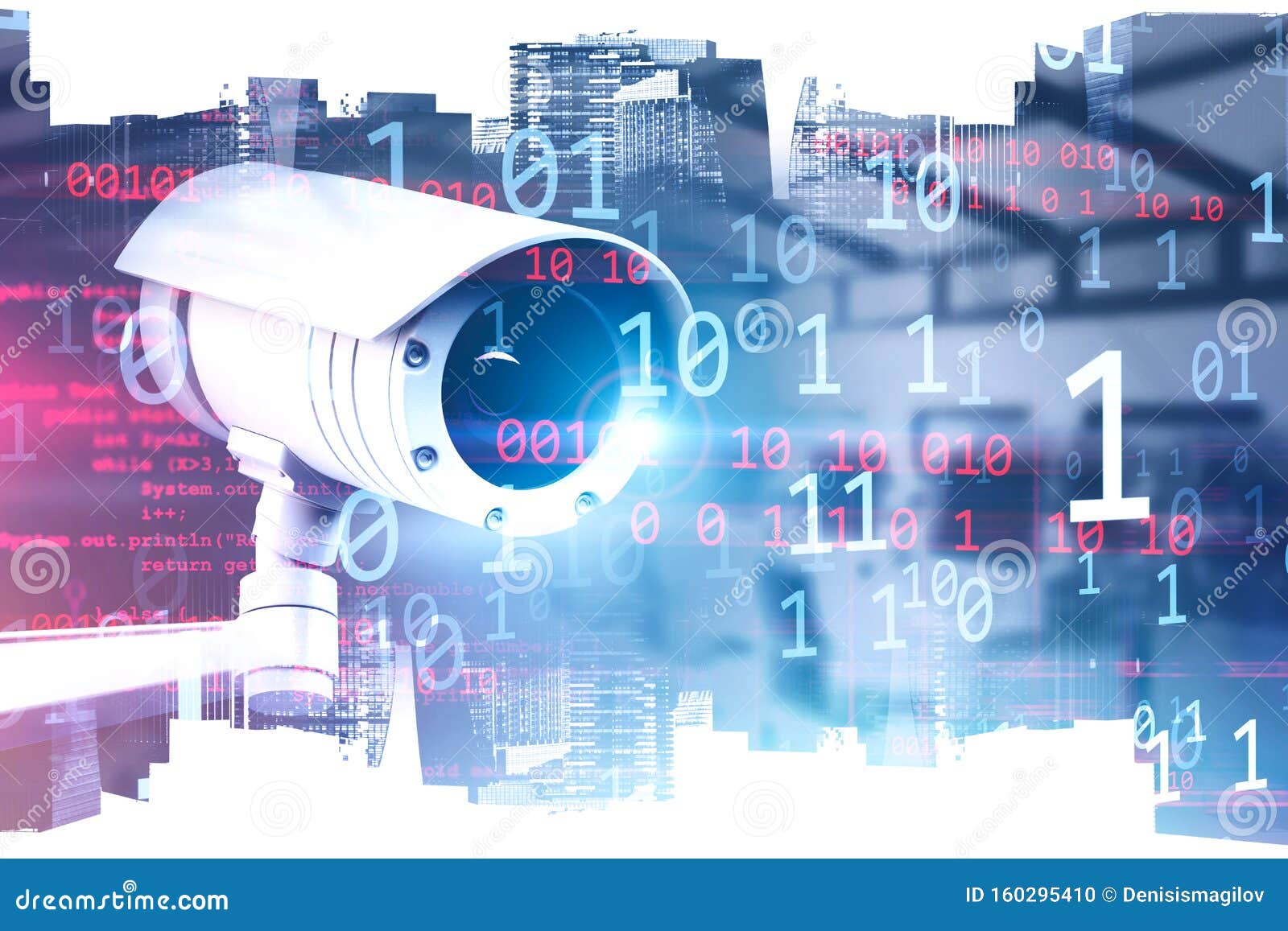 CCTV Camera in City, Digital Interface Stock Illustration ...