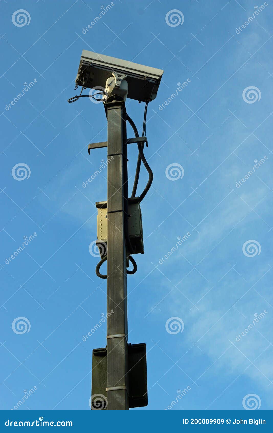 CCTV camera on column stock image. Image of column, observation - 200009909
