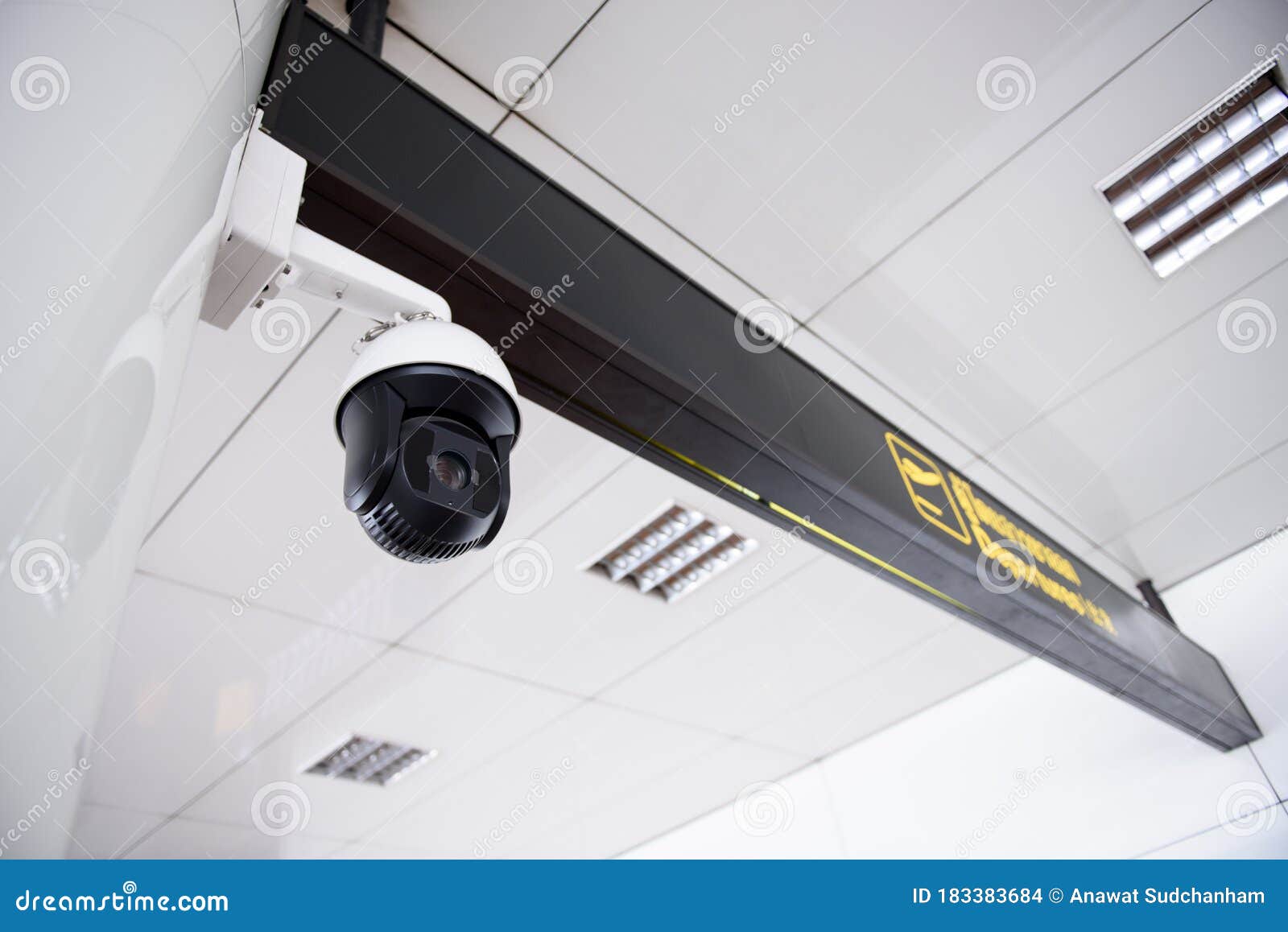 CCTV Camera Hanging on the Roof. Stock Photo - Image of roof, observe ...