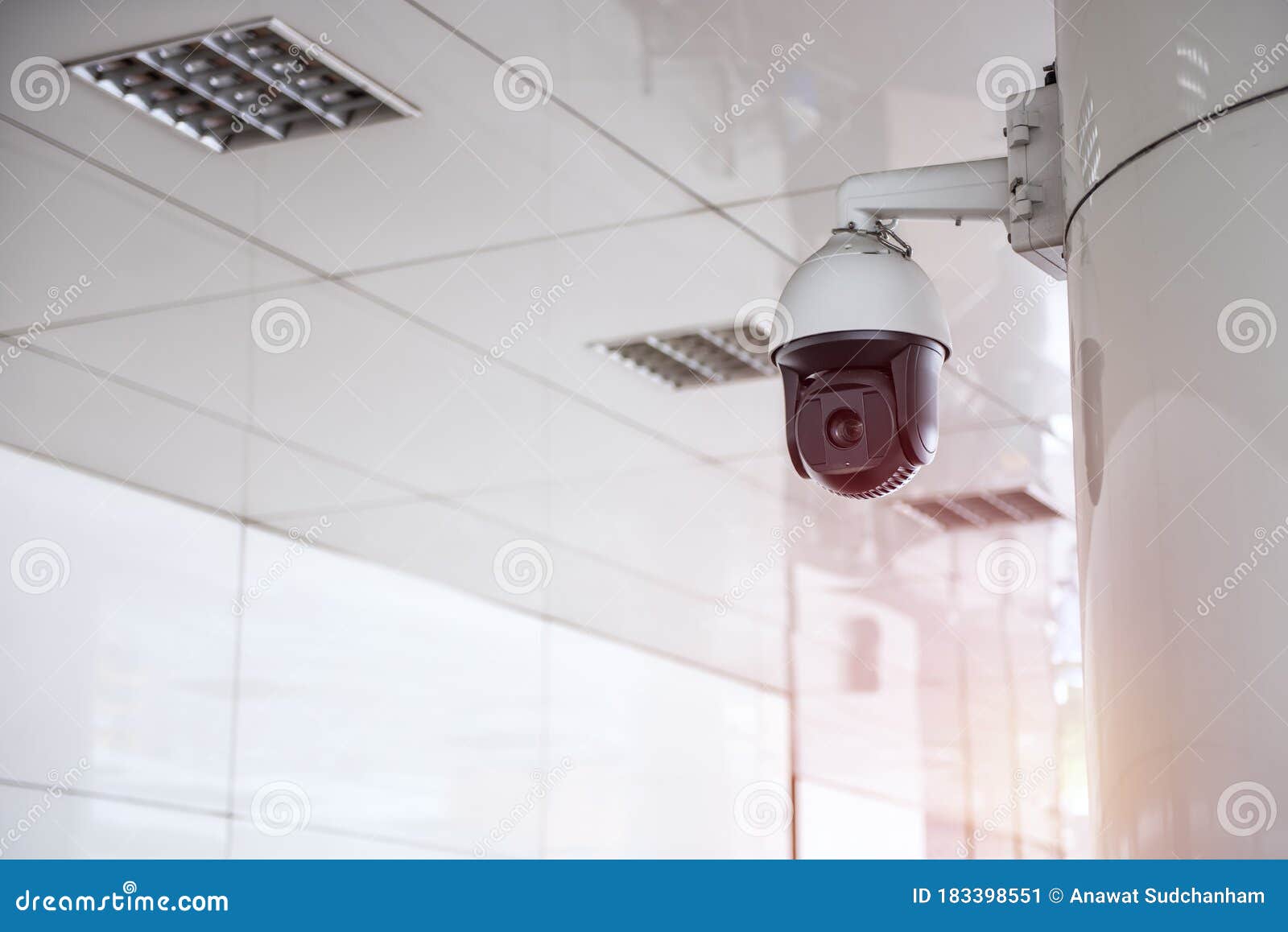 CCTV Camera Hanging on the Roof Stock Image - Image of monitoring ...