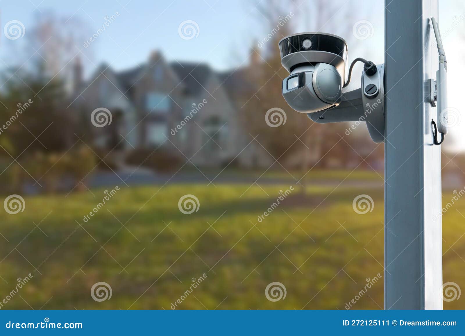 CCTV Camera with House in Background. Close-up. Stock Image - Image of ...