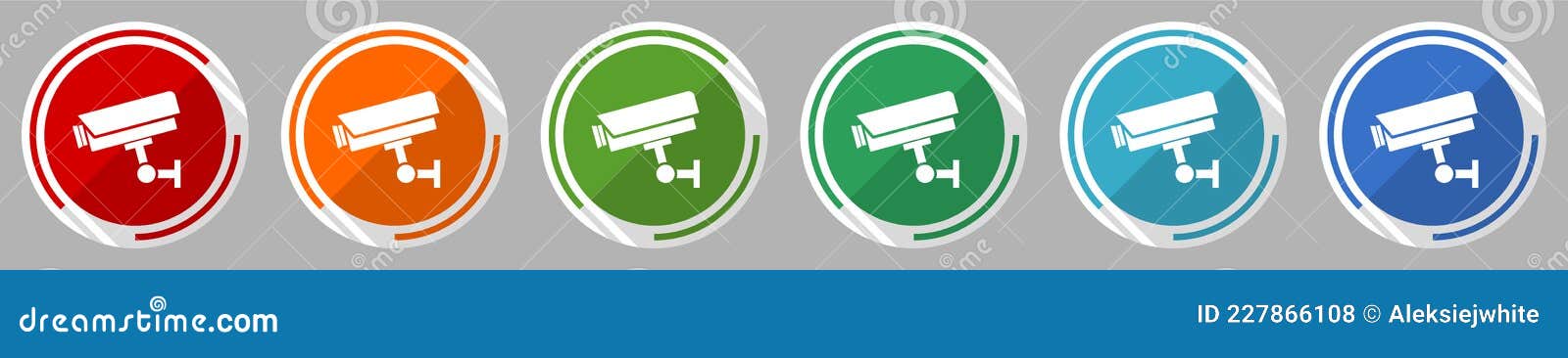 Cctv Camera Icon Set, Vector Illustration in 6 Colors Options for ...