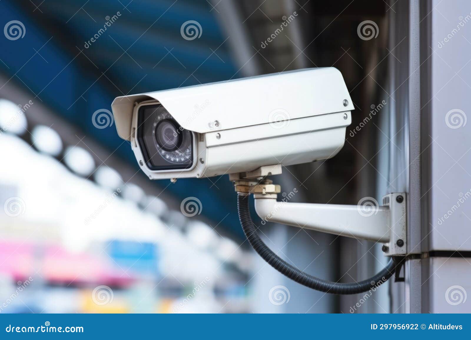 Cctv Camera Installed at a Bus Stop Watching Public Movement Stock ...