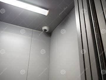 CCTV Camera is Installed on the Ceiling of the Elevator Car Stock Photo ...