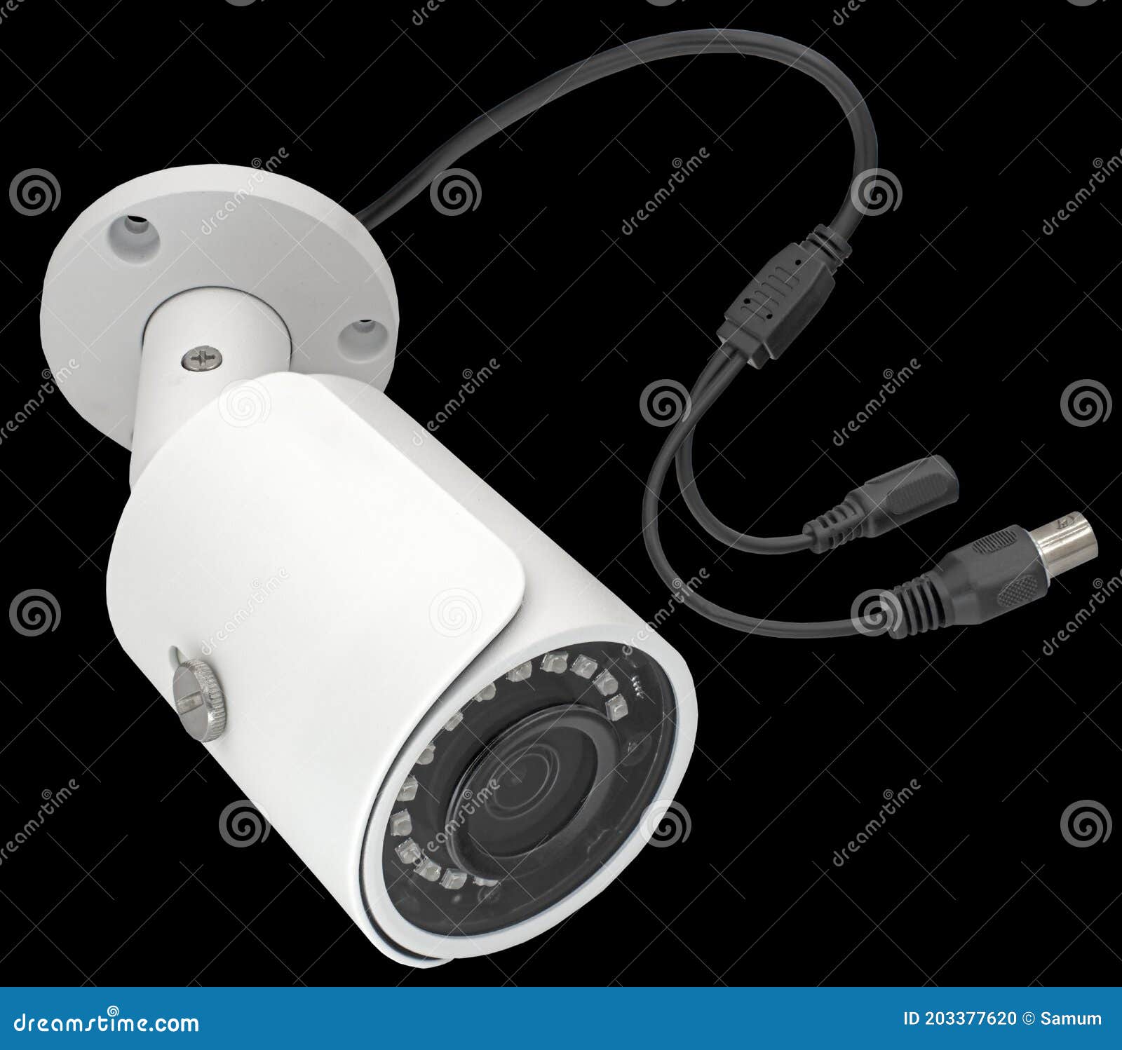 CCTV Camera Isolated on Black Stock Photo - Image of control, spherical ...