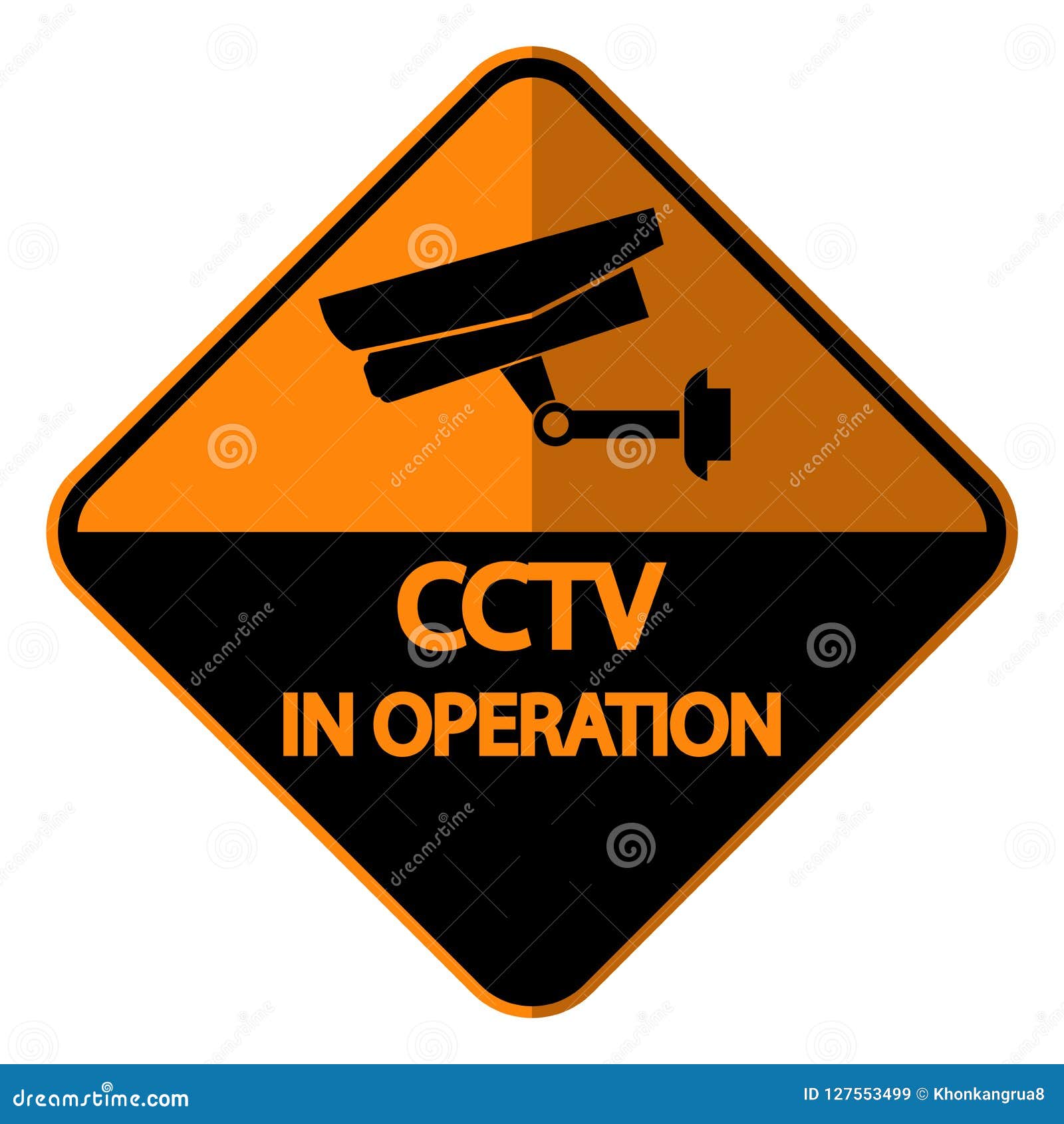 CCTV Camera Label.Black Video Surveillance Sign on White Background ...