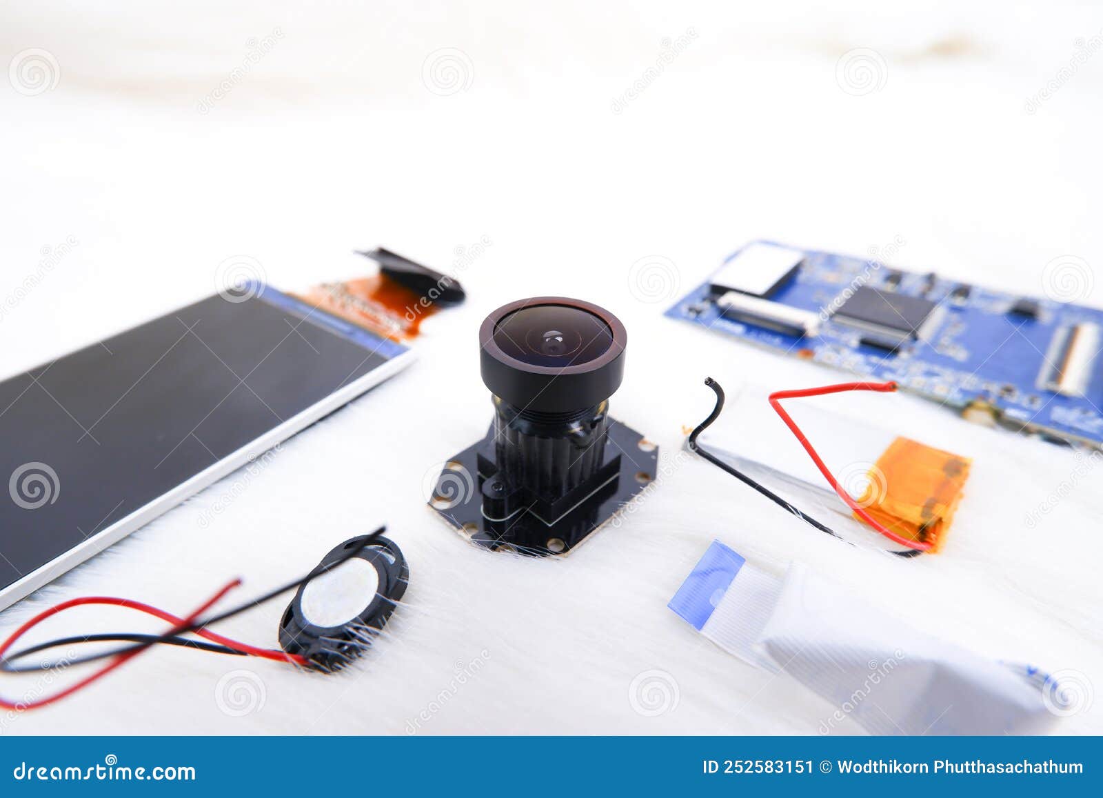 CCTV Camera Lens Parts with a Electronics Component Stock Image - Image ...