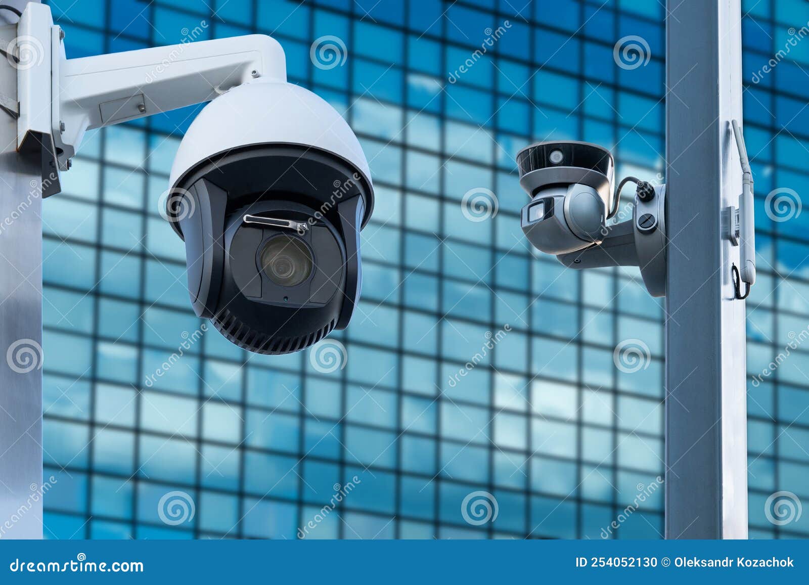 CCTV Camera with Modern Financial Buildings in Downtown, Property and ...