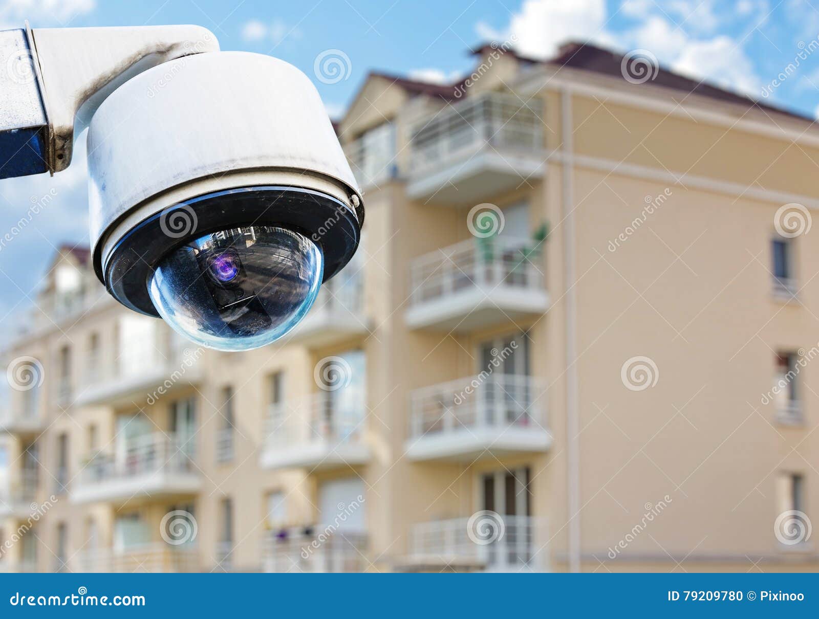 CCTV Camera with Modern Luxury Residence Stock Photo - Image of city ...