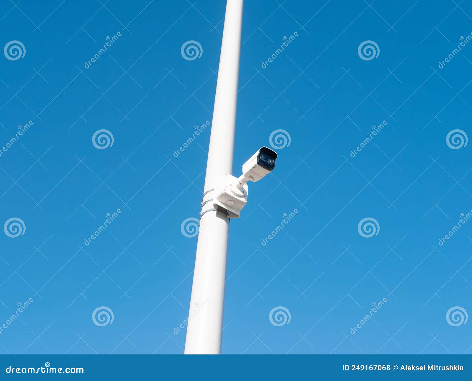 CCTV Camera Mounted on a Pole for Street Security. Angle View Stock ...