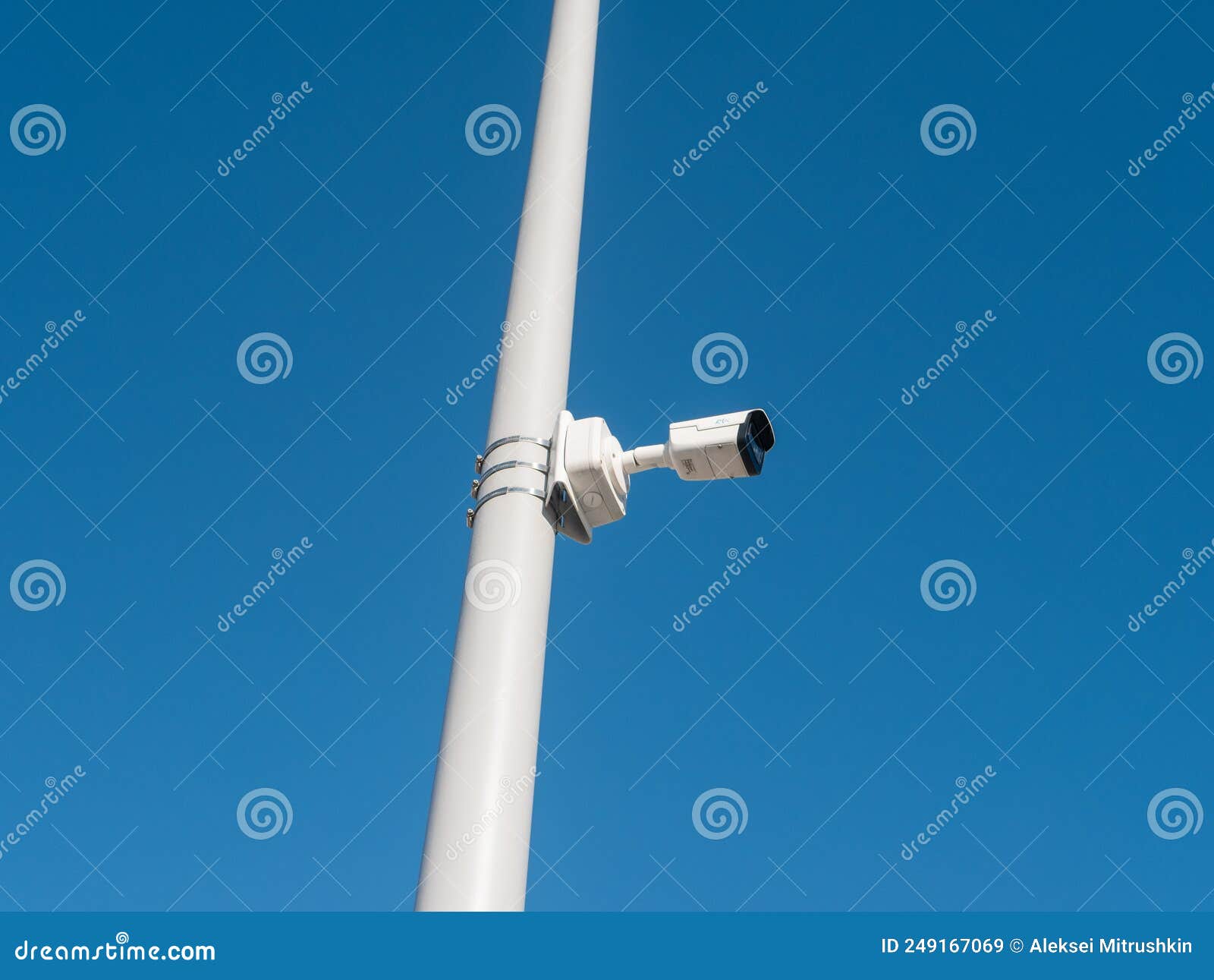 CCTV Camera Mounted on a Pole for Street Security. Side View Stock ...