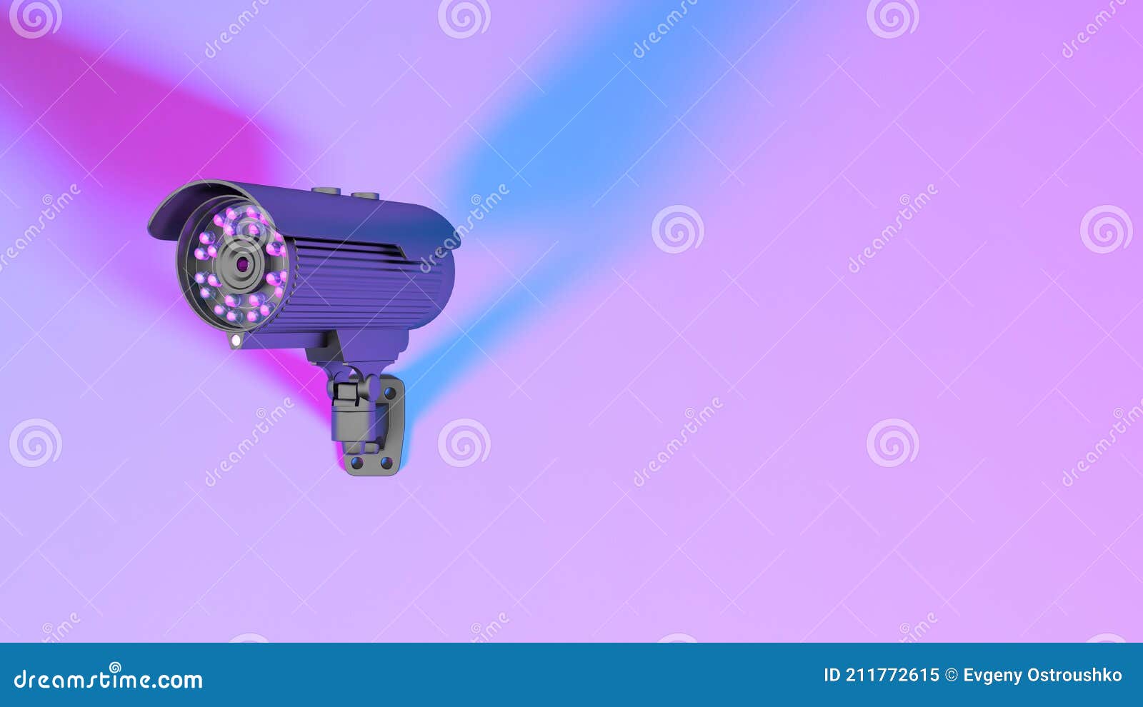 Cctv Camera in Neon Purple Lighting Stock Illustration - Illustration ...