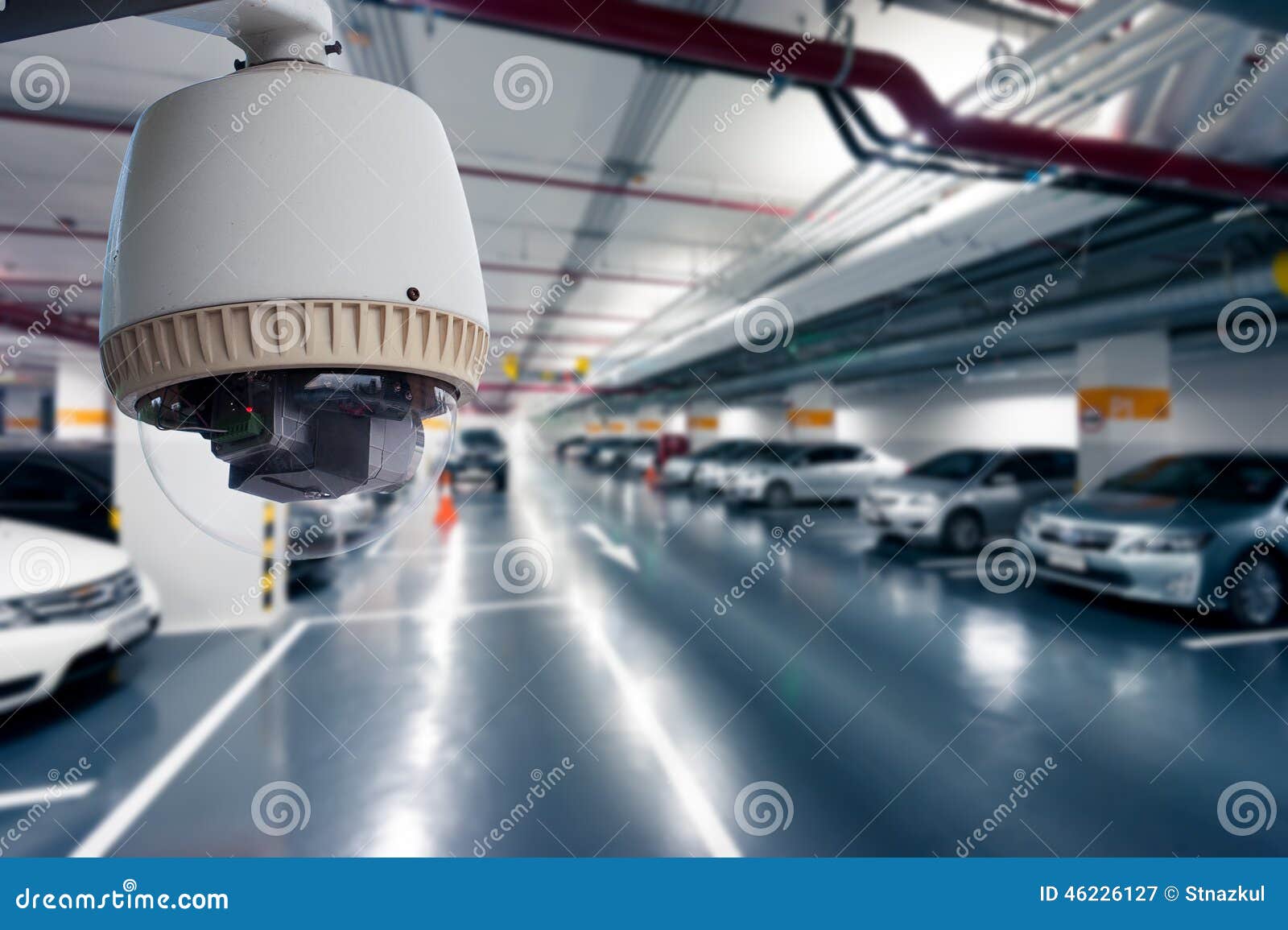 CCTV Camera Operating in Car Park Stock Image - Image of detect, cctv ...