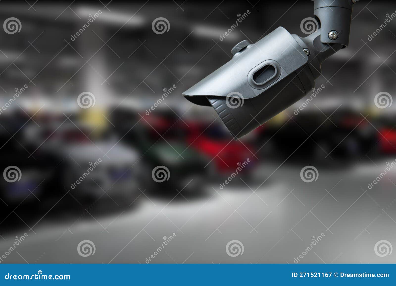 CCTV Camera Operating in Car Park Building. Copy Space. Stock Image ...