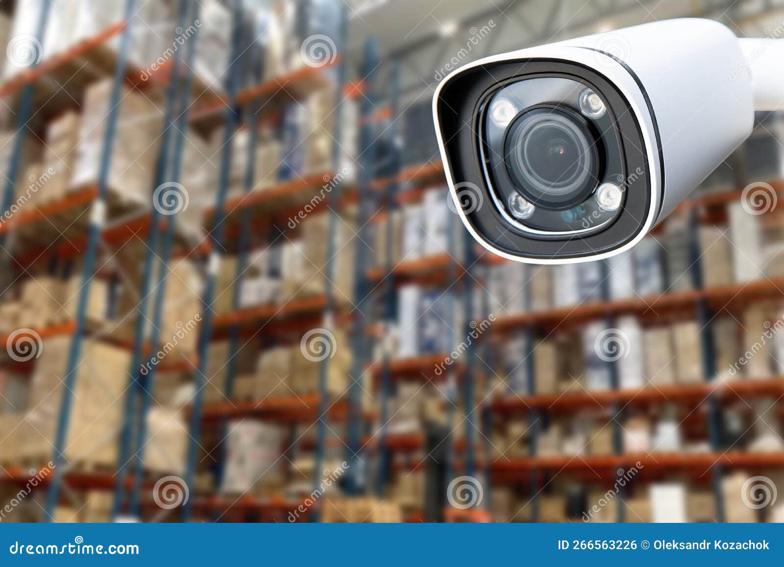 CCTV Camera Operating Inside Warehouse or Factory. Copy Space. Stock ...