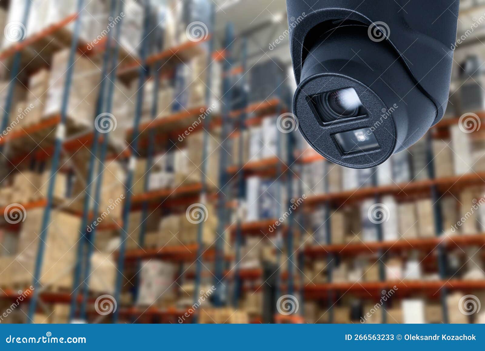 CCTV Camera Operating Inside Warehouse or Factory. Copy Space. Stock ...