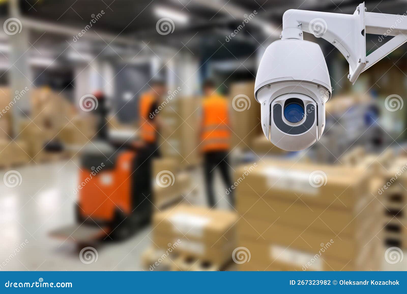CCTV Camera Operating Inside Warehouse or Factory. Copy Space. Stock ...