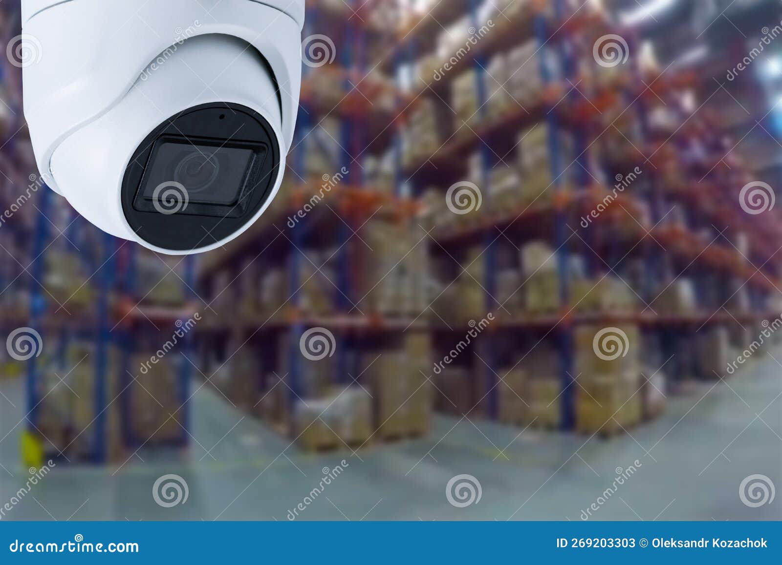 CCTV Camera Operating Inside Warehouse or Factory. Copy Space. Stock ...