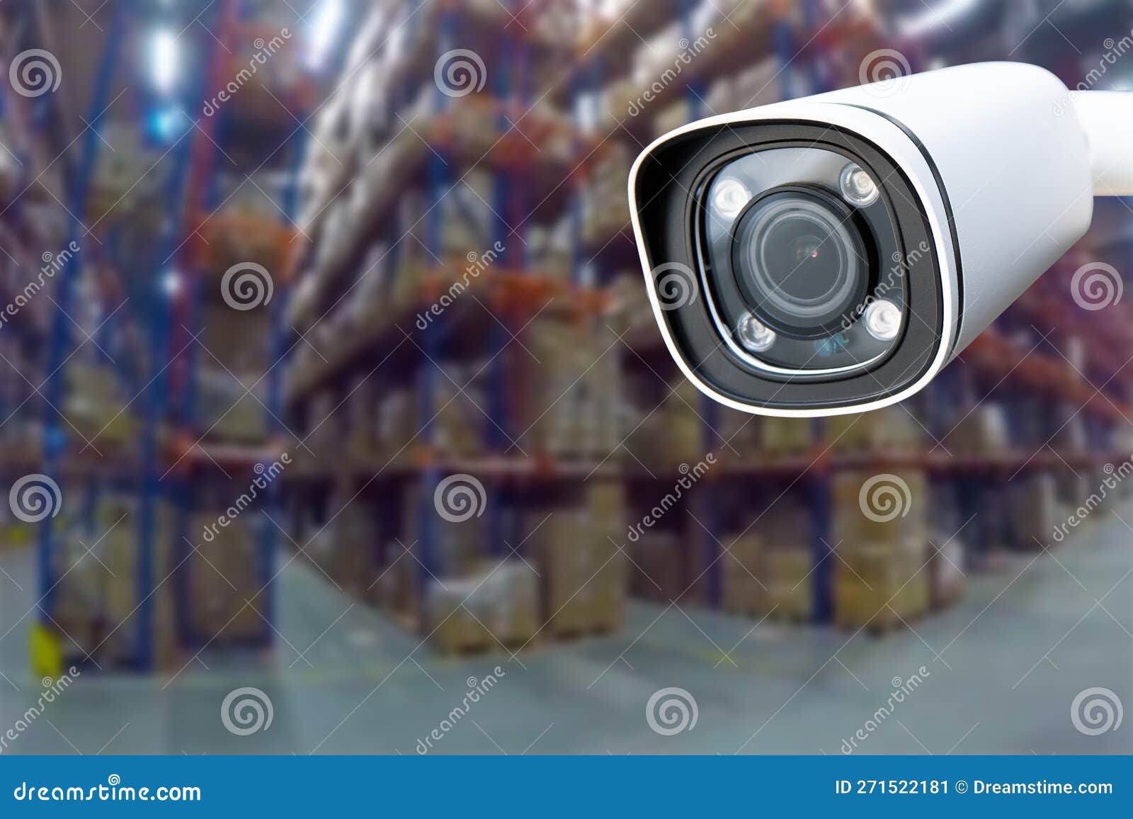 CCTV Camera Operating Inside Warehouse or Factory. Copy Space. Stock ...
