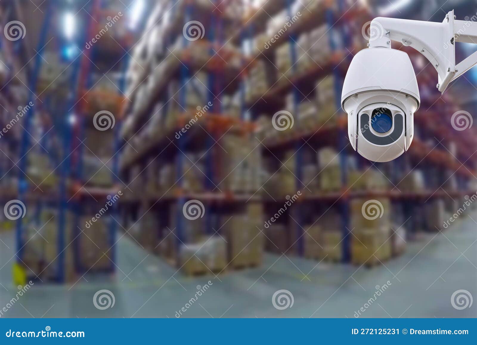 CCTV Camera Operating Inside Warehouse or Factory. Copy Space. Stock ...