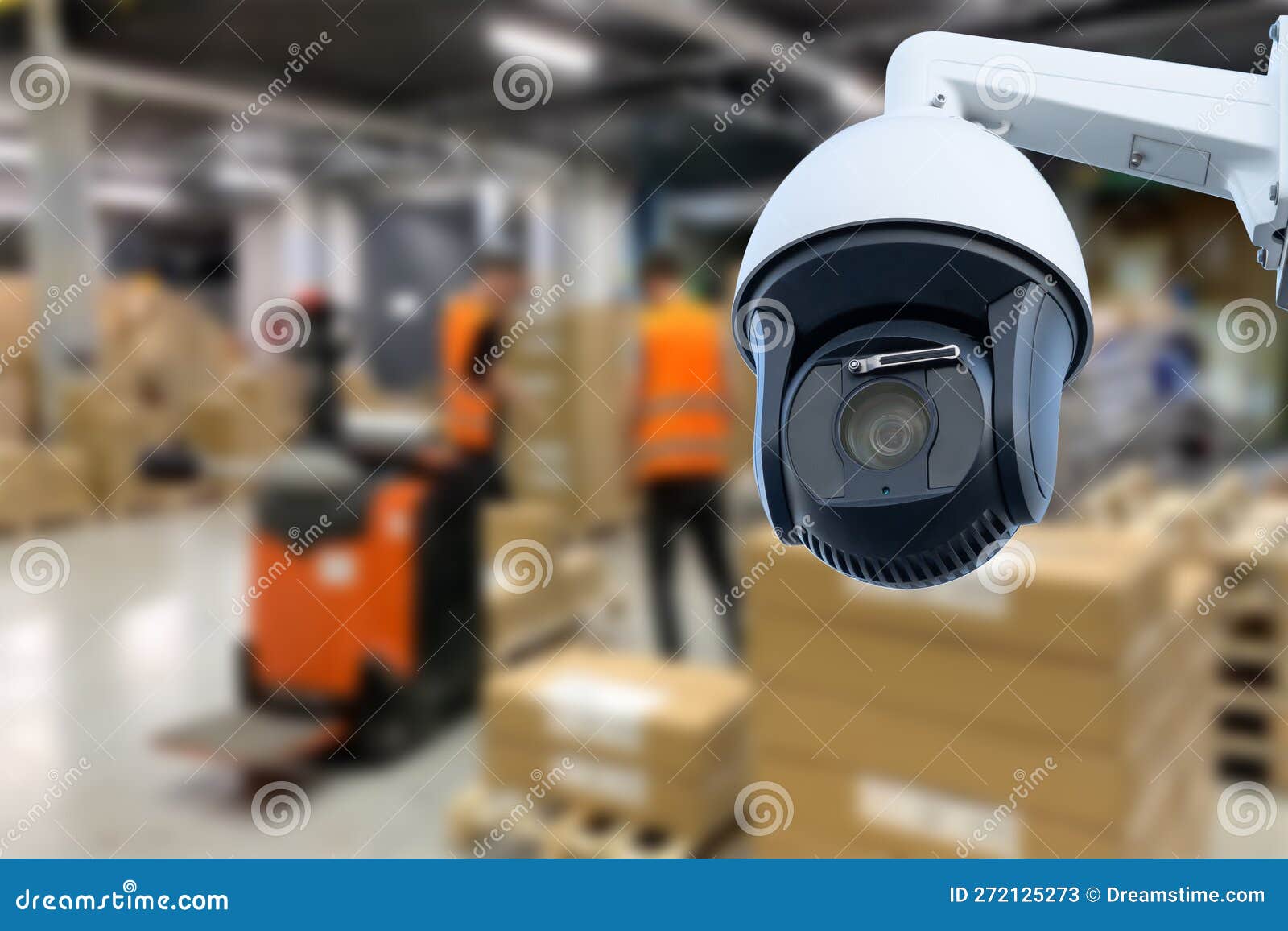 CCTV Camera Operating Inside Warehouse or Factory. Copy Space. Stock ...