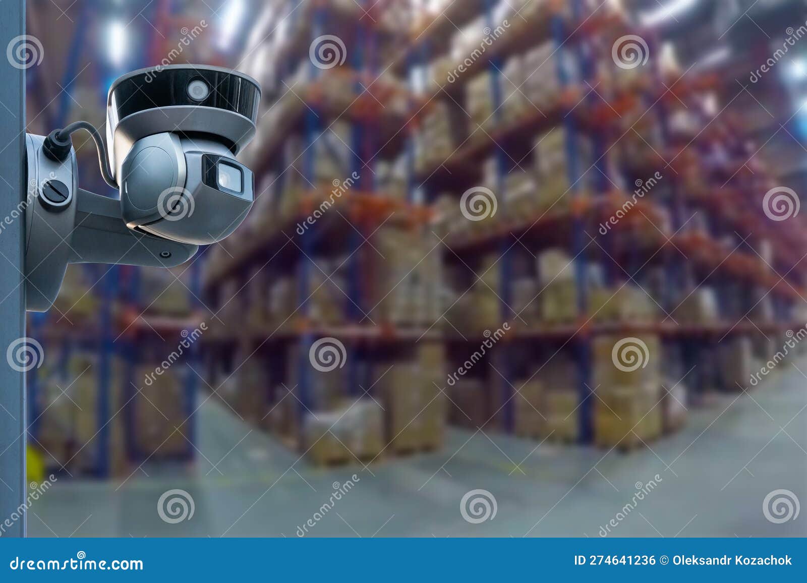 CCTV Camera Operating Inside Warehouse or Factory. Copy Space. Stock ...