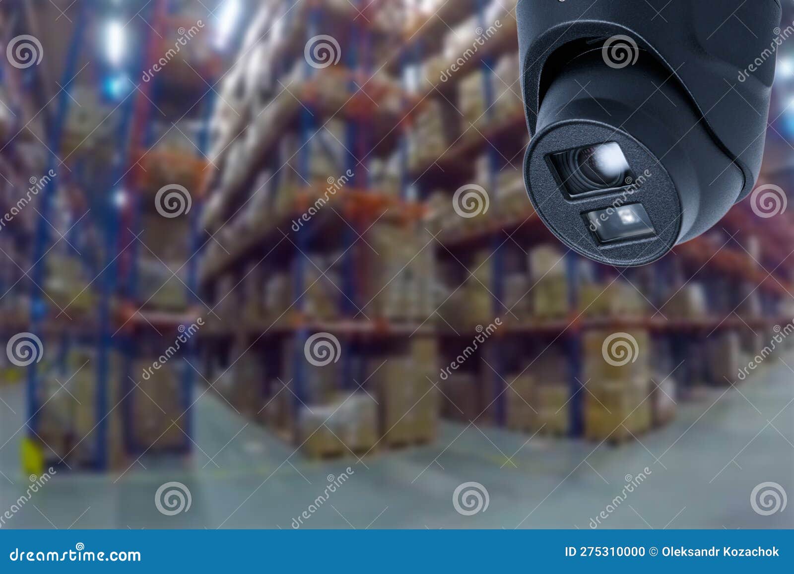CCTV Camera Operating Inside Warehouse or Factory. Copy Space. Stock ...