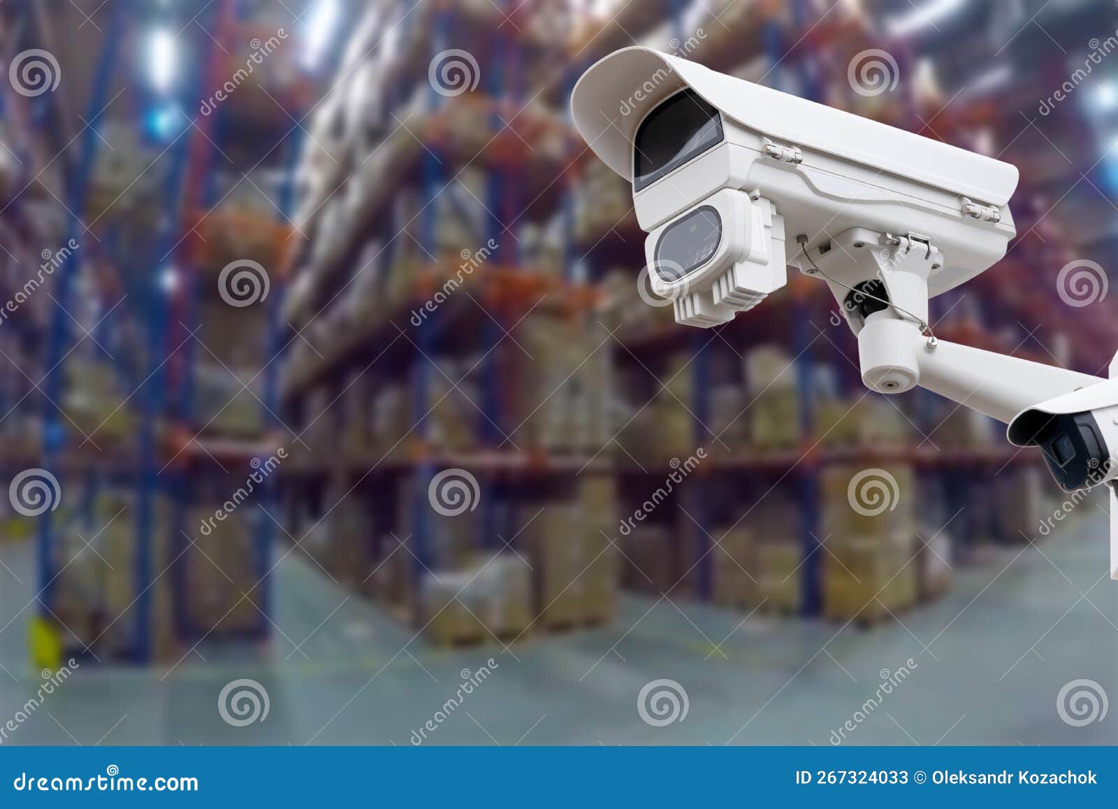 CCTV Camera Operating Inside Warehouse or Factory. Copy Space. Stock ...