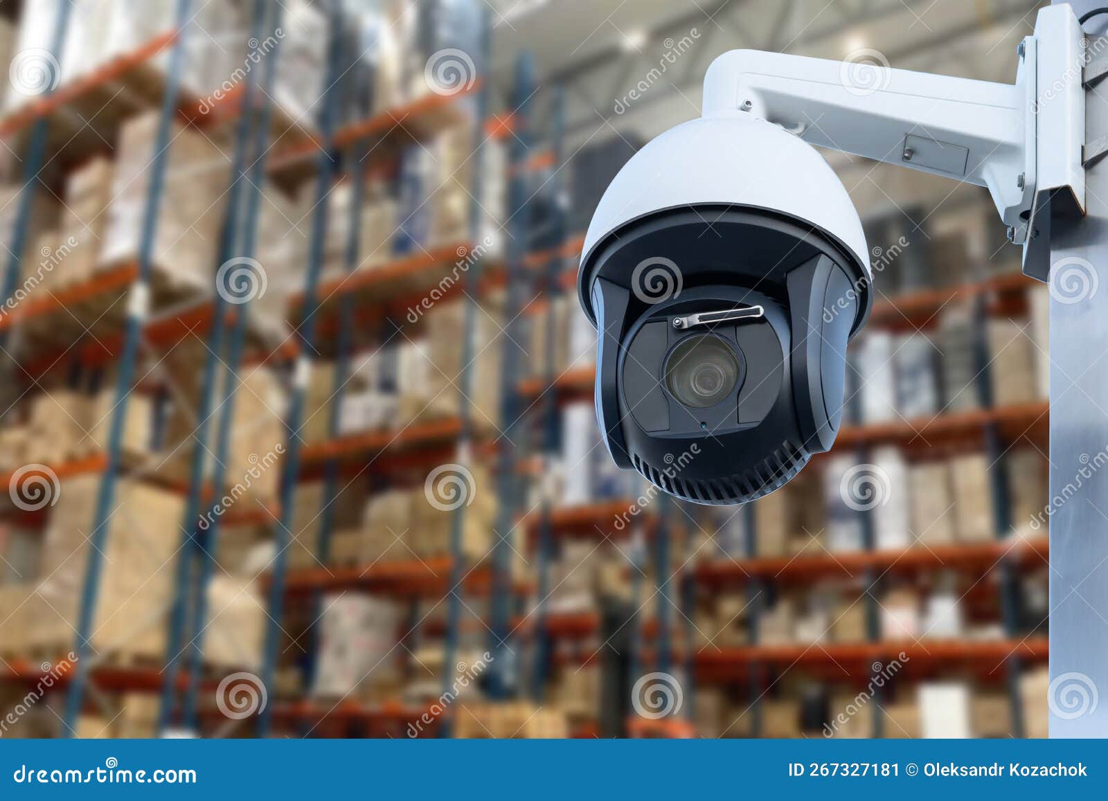 CCTV Camera Operating Inside Warehouse or Factory. Copy Space. Stock ...