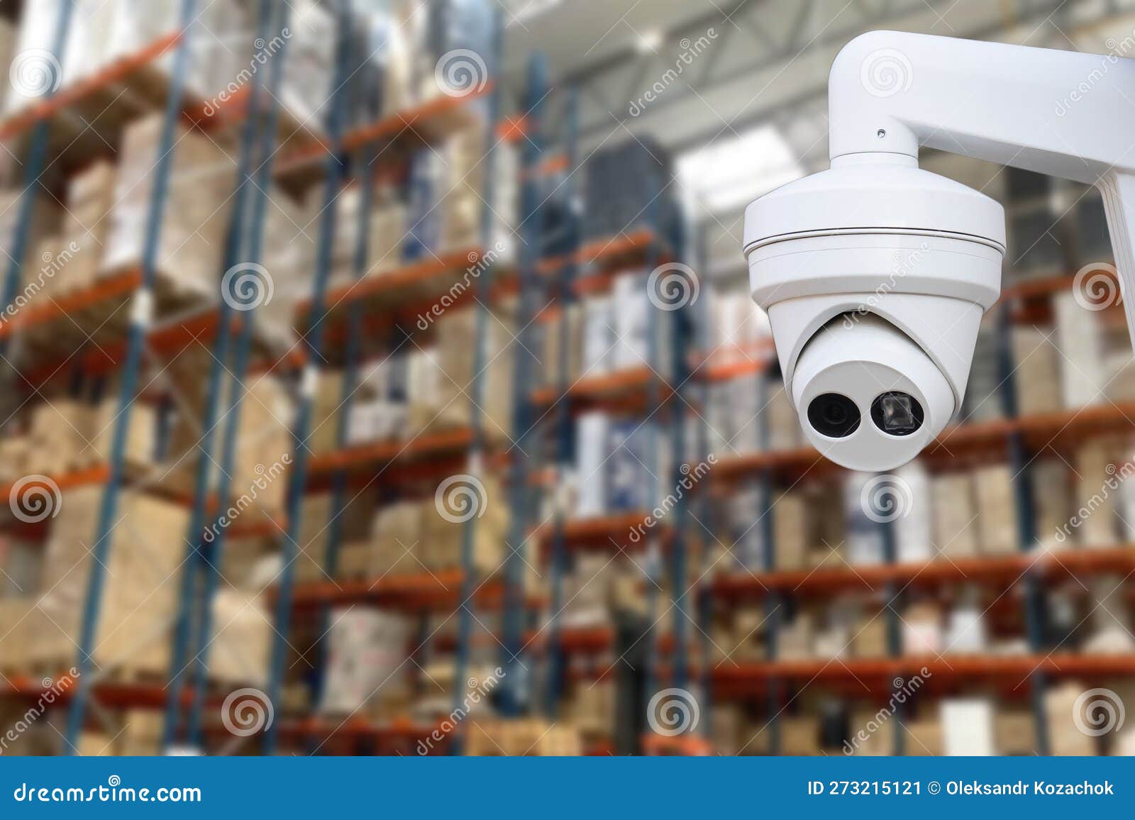 CCTV Camera Operating Inside Warehouse or Factory. Copy Space. Stock ...