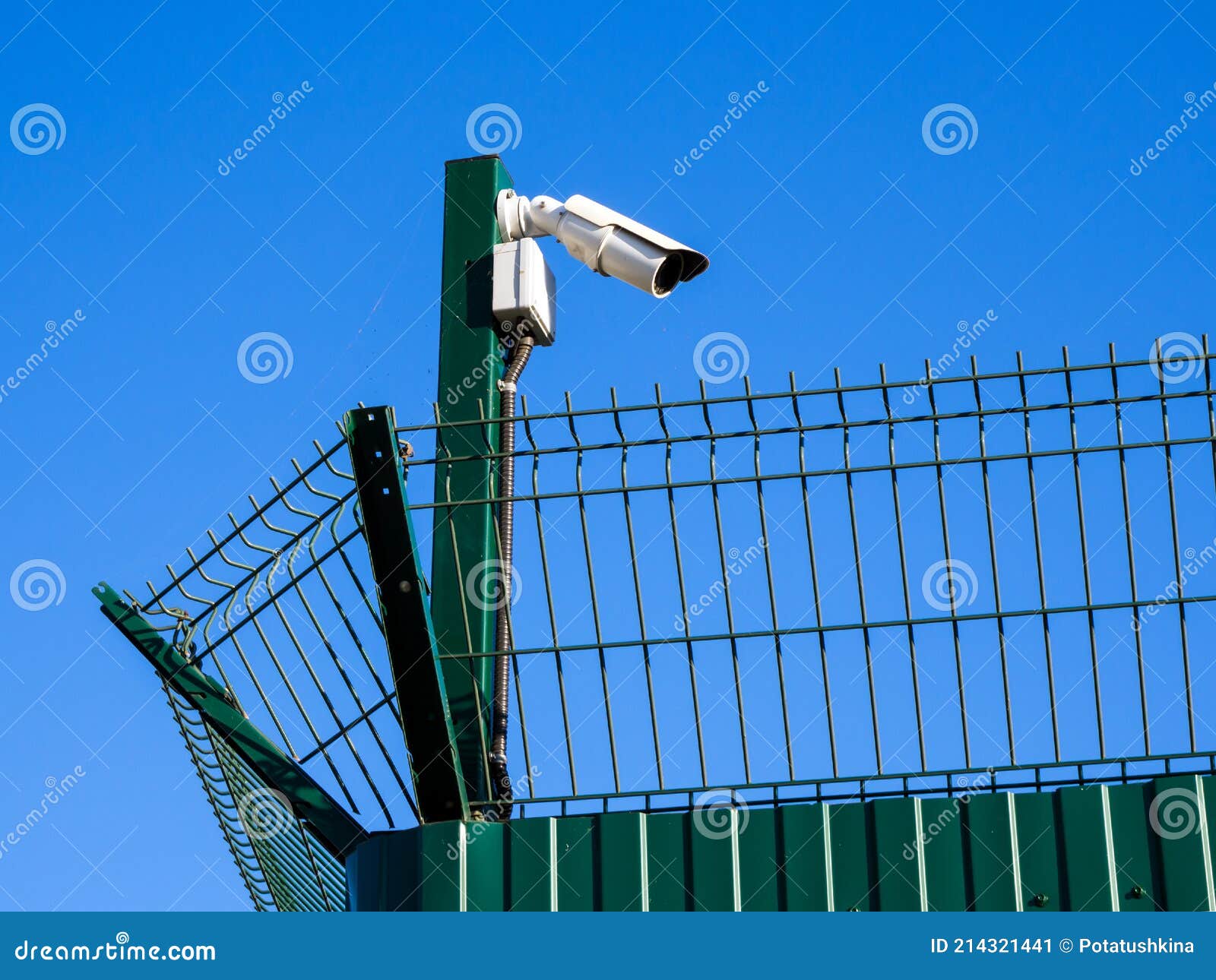 CCTV Camera Over the Security Fence Stock Image - Image of control ...