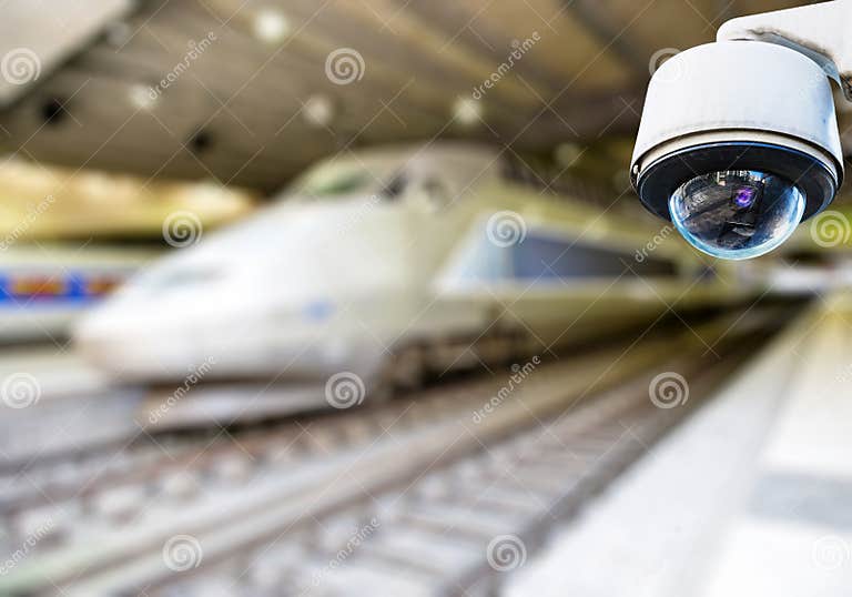 CCTV Camera in Railway Station Stock Image - Image of lens, protection ...