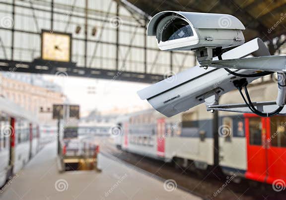 CCTV Camera in Railway Station Stock Photo - Image of control ...