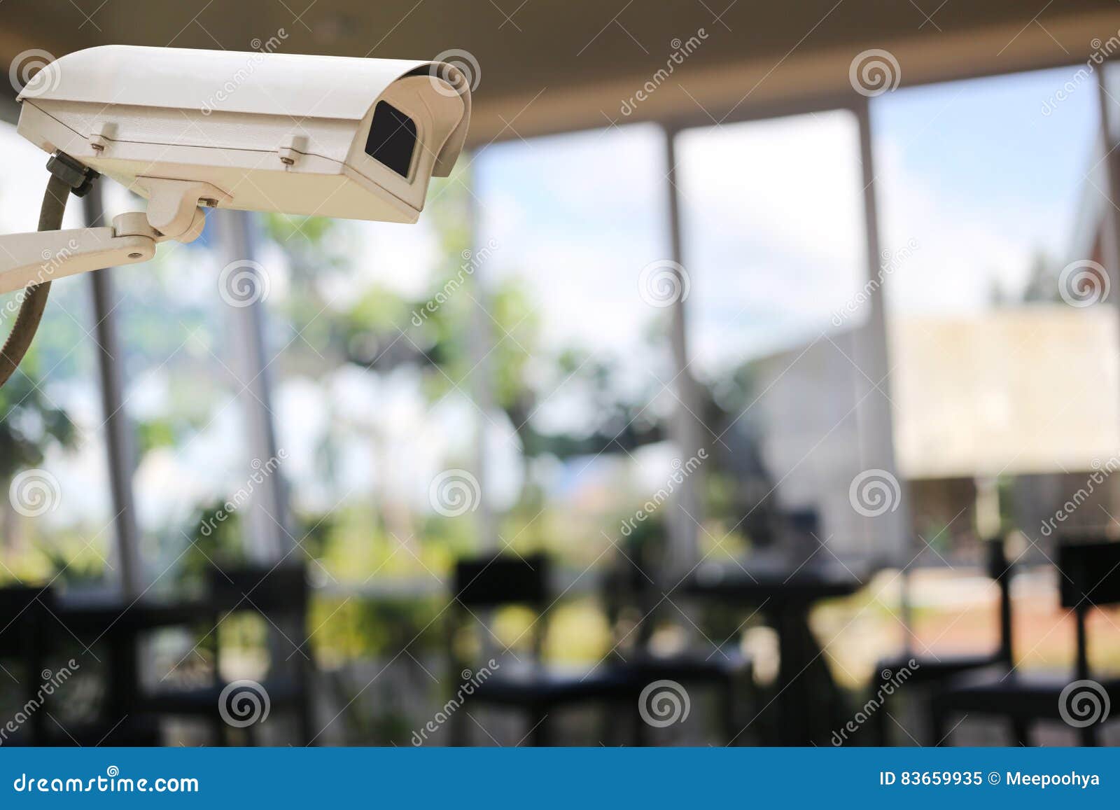 CCTV Camera Record on Blur Background of People in the Cafe. Stock ...