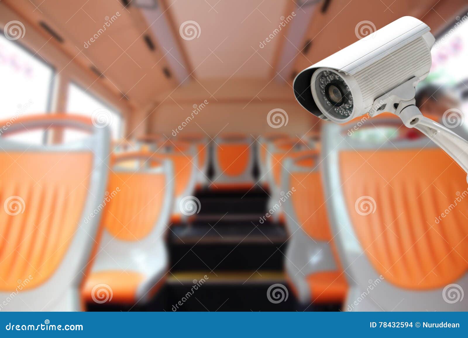 CCTV Camera Security in a Bus Stock Photo - Image of electronics ...