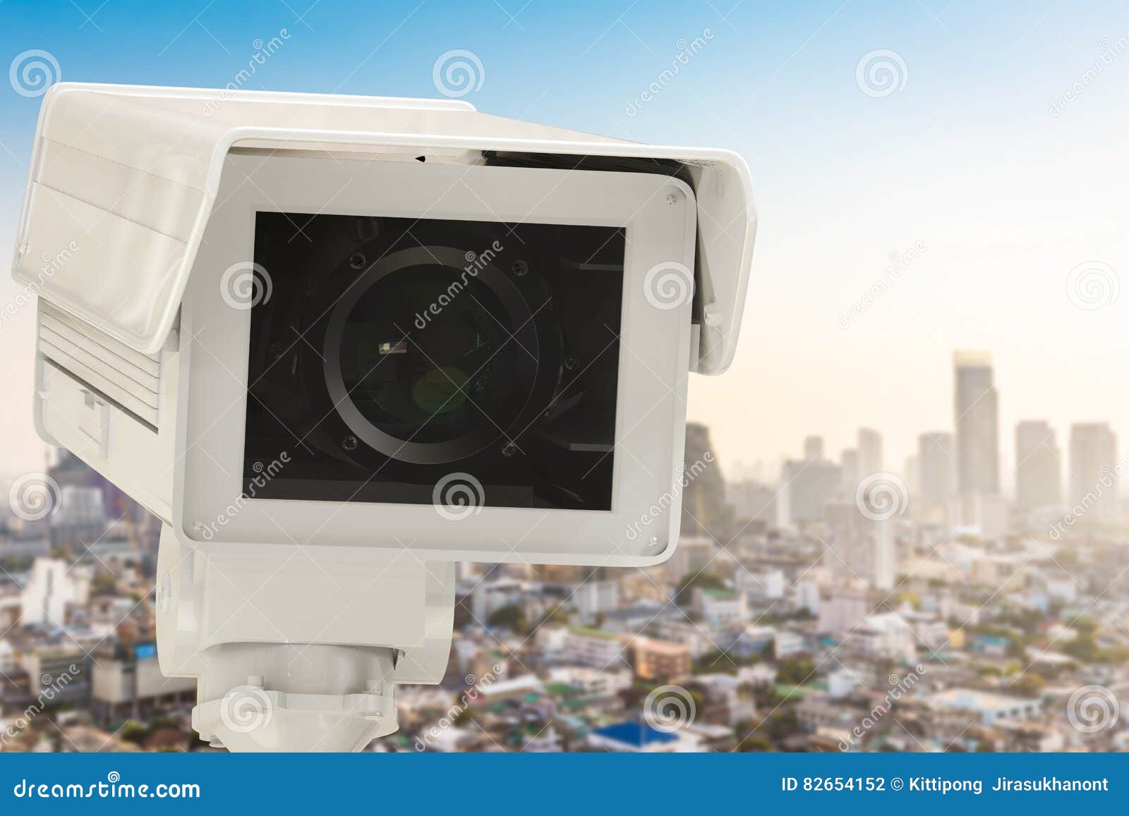 Cctv Camera or Security Camera on Cityscape Background Stock Photo ...