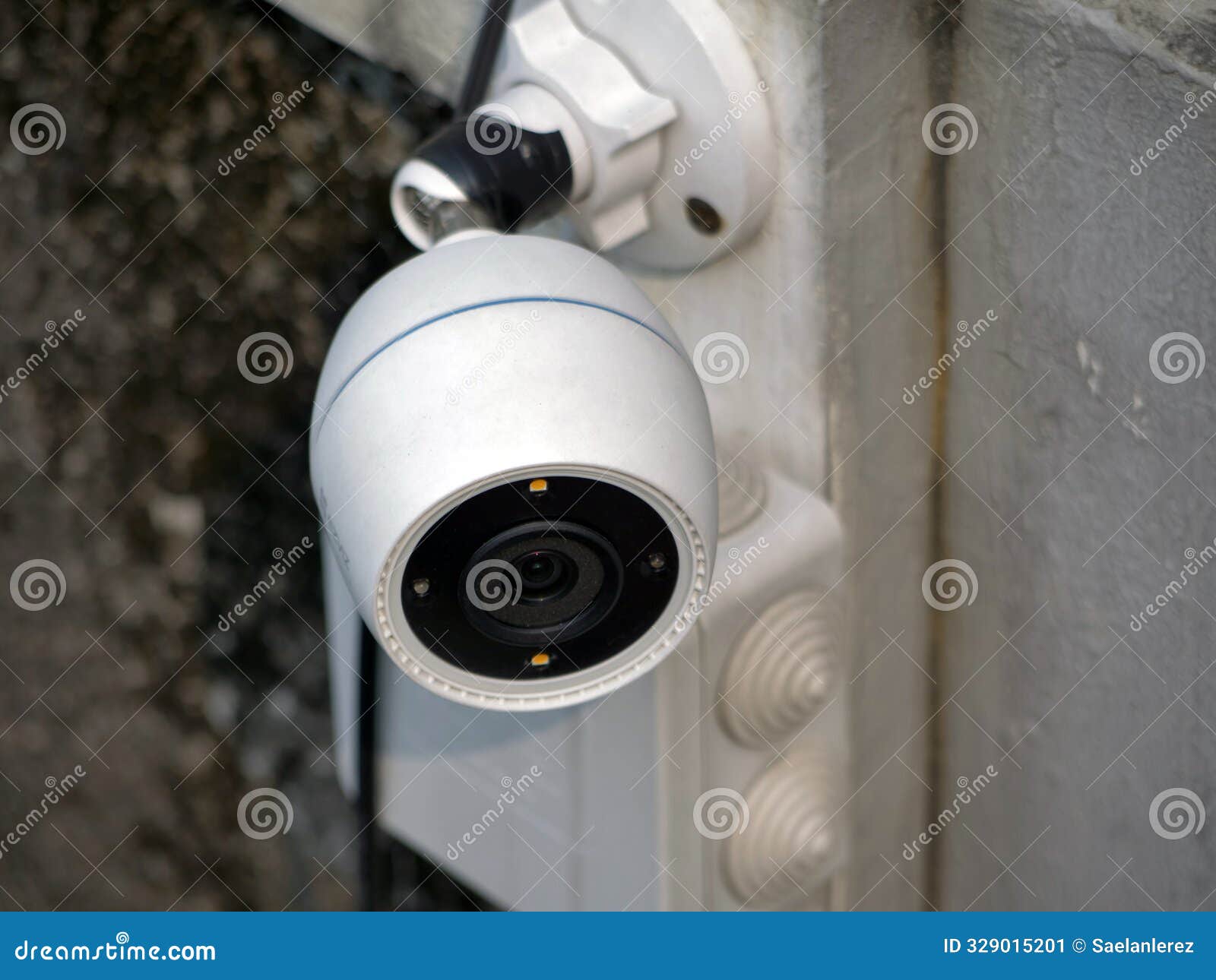 A CCTV Installer Climbed A Wooden Ladder Up A Concrete Lamp Post ...