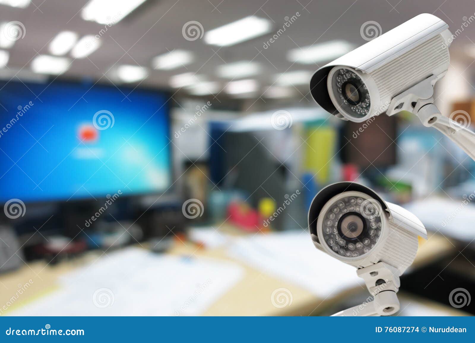 CCTV Camera Security Operating in Office Building Stock Photo - Image ...